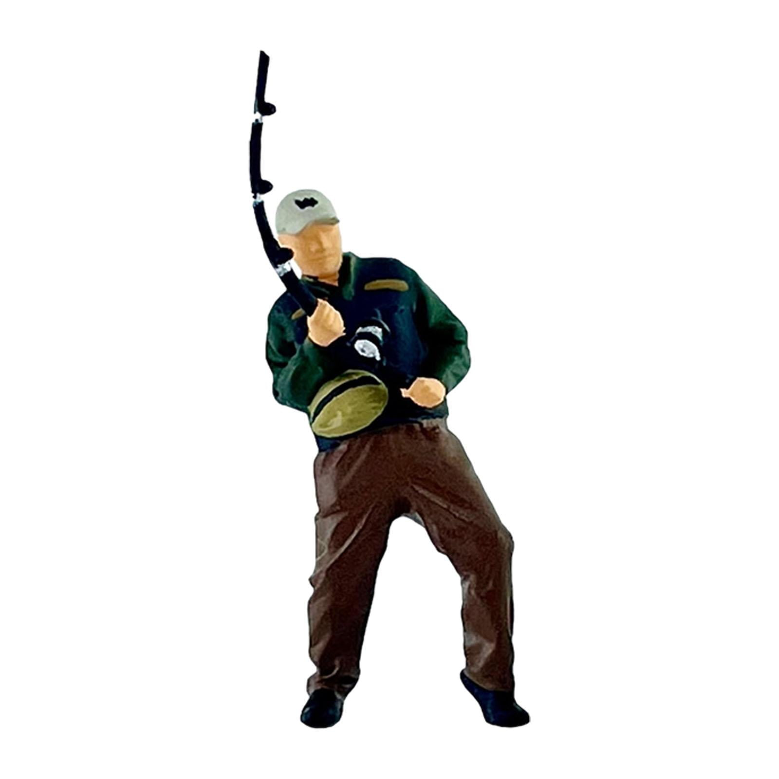 JWQFBC 1/64 Scale Fishing Figure Fishing Character Miniatures Crafts ...