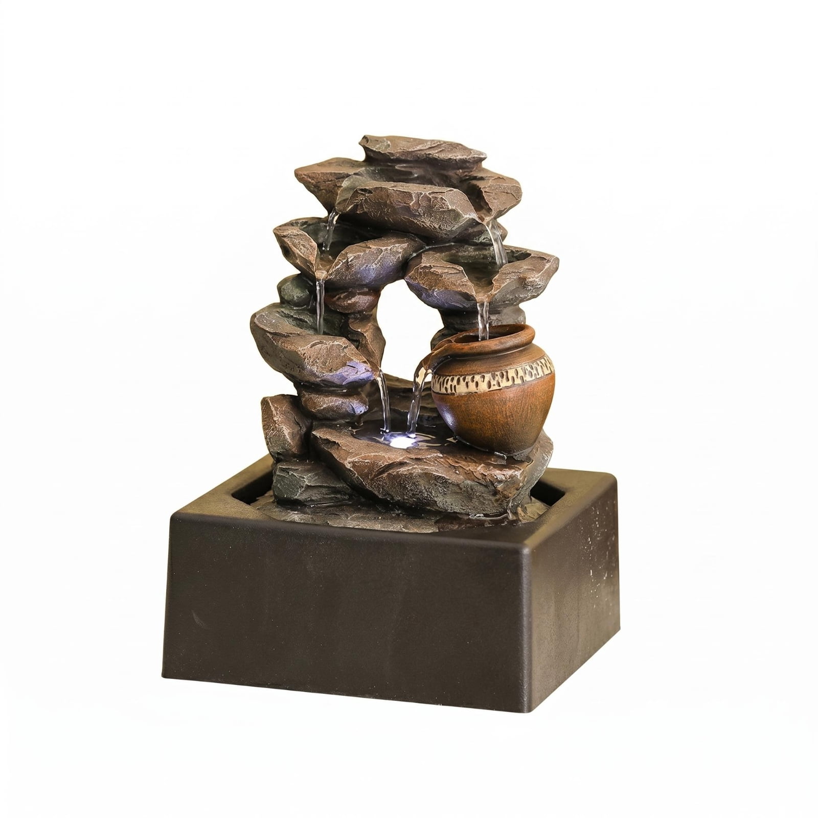 JWQFBC Desktop Waterfall Retro Style Tabletop Humidifier Waterfall Air ...