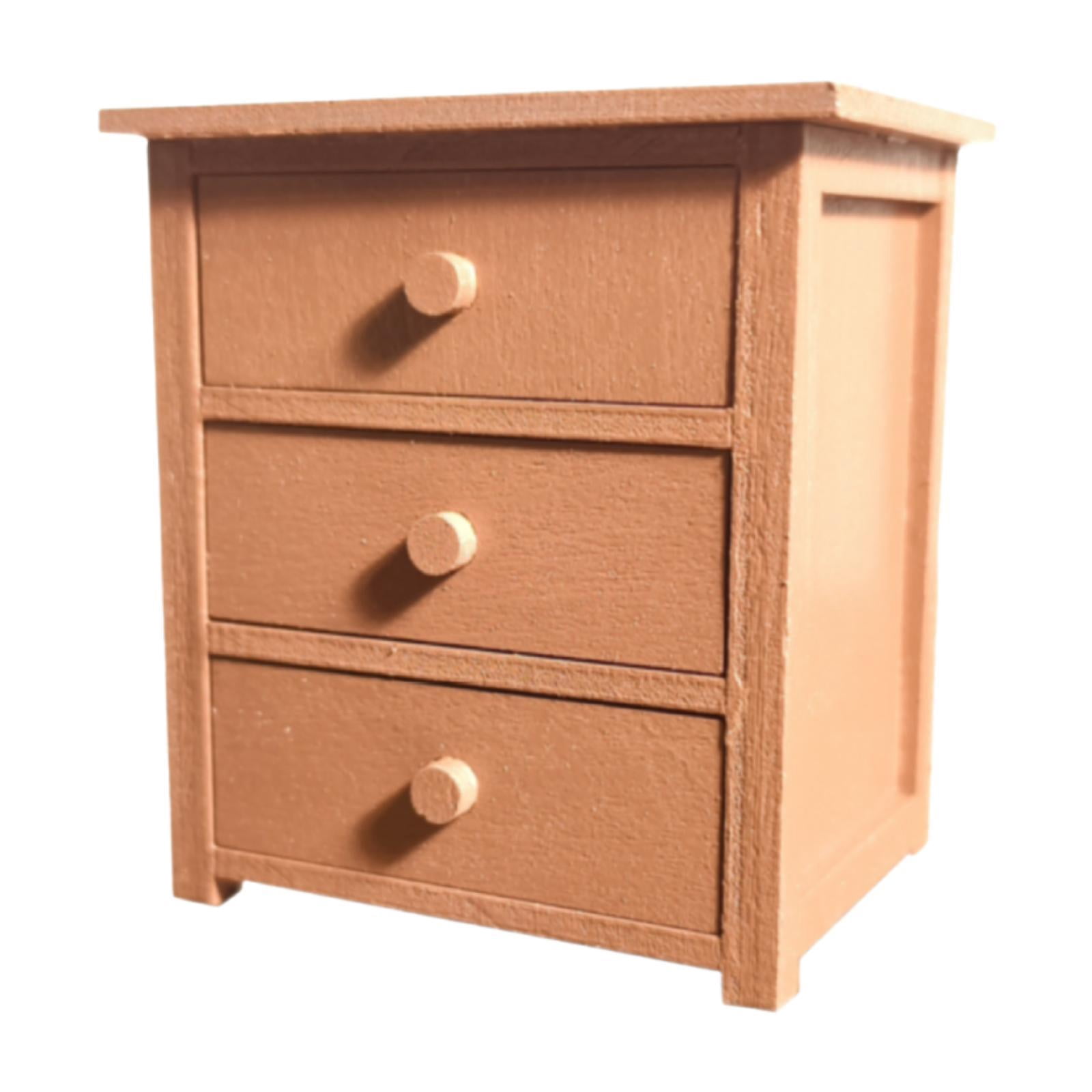 JWQFBC Dollhouse Miniature Cabinet 3 Drawer Cabinet Model Toy Scenes ...