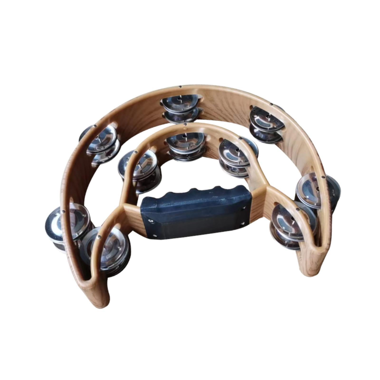 JWQFBC Double Row Tambourine Hand Bell Compact Half Moon Percussion Drum Favors Musical ...