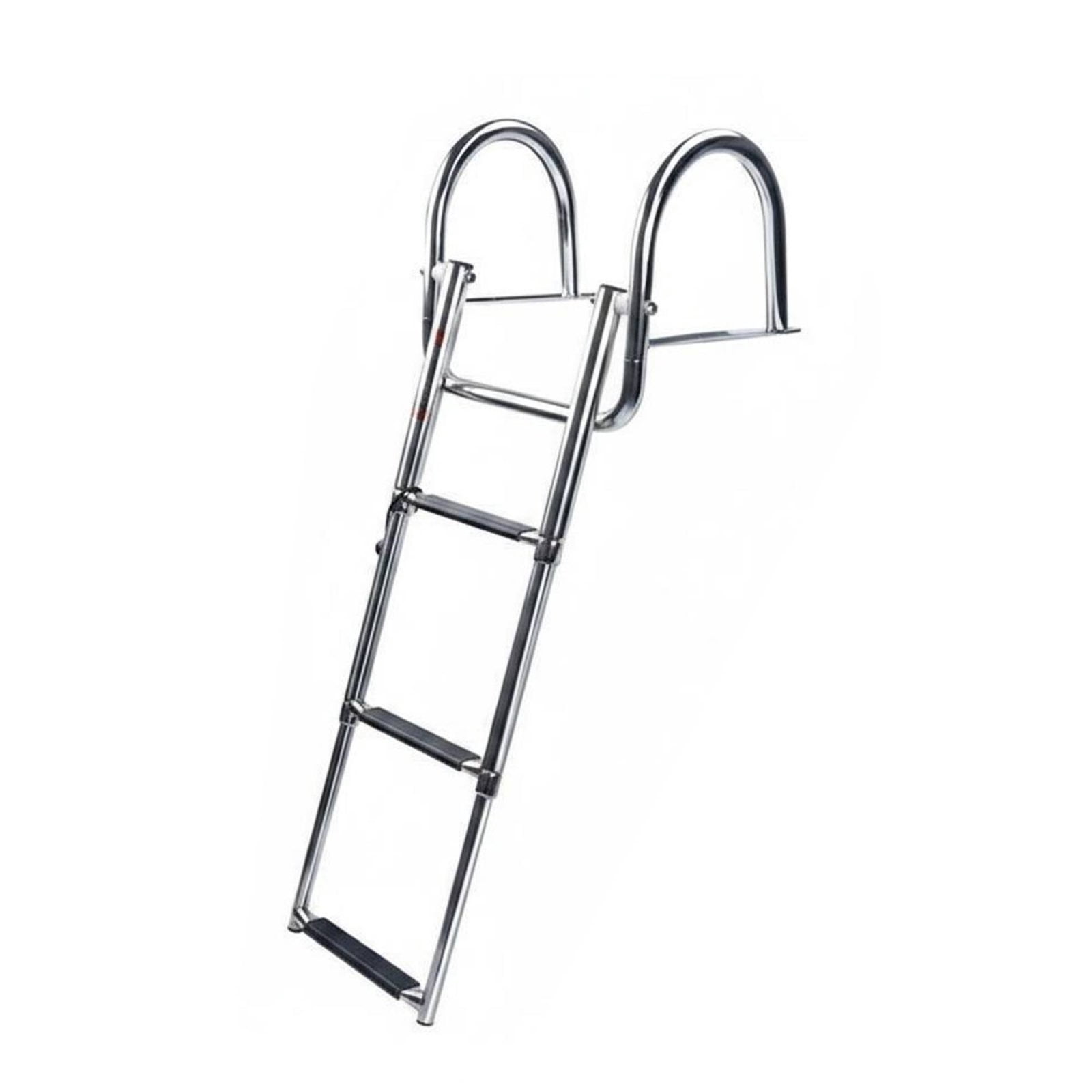 JWQFBC Folding Boat Ladder with Handrails Mirror Polished Extendable ...