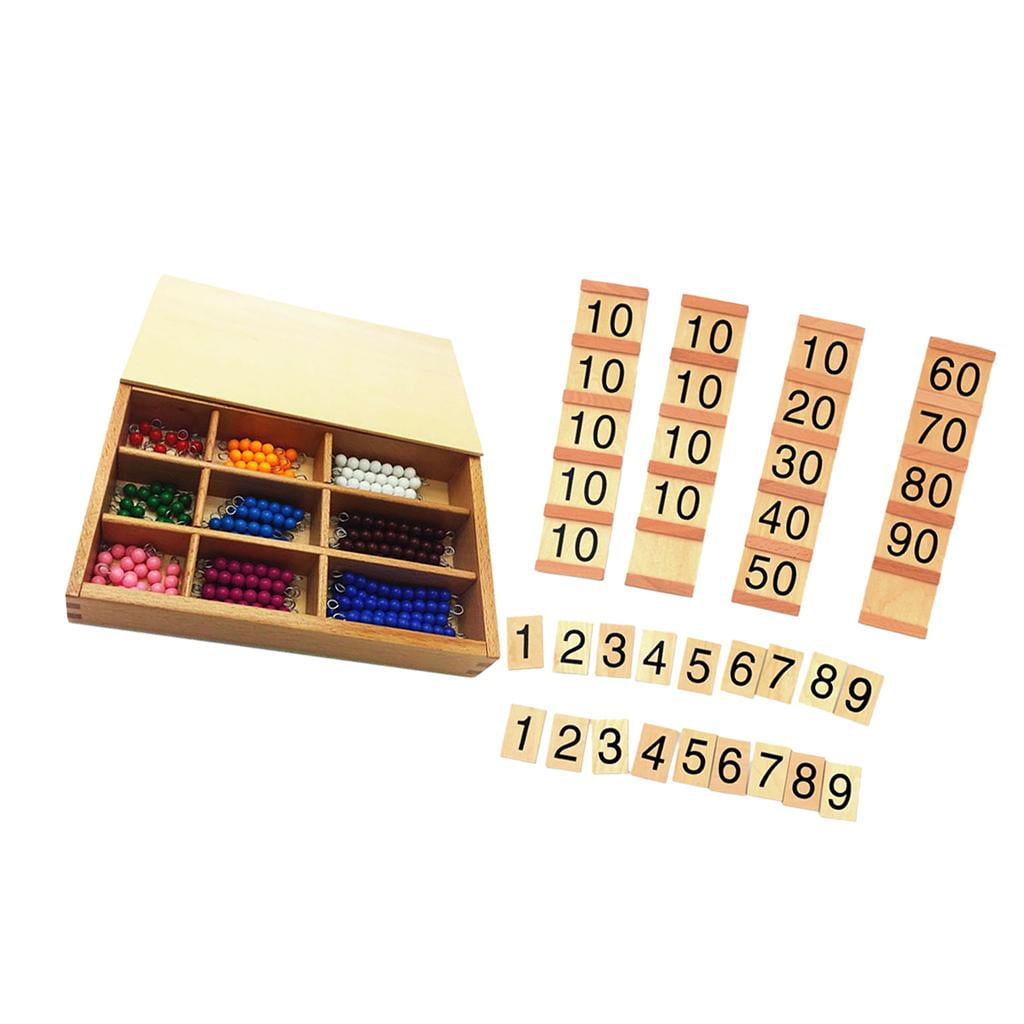 JWQFBC Montessori Counting Bead 1-10 Bead Stair with Box, Hundred Board ...