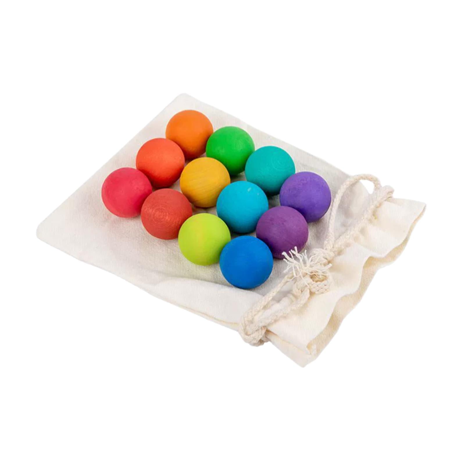 JWQFBC Rainbow Wooden Balls,Counting Toys,Fine Motor Skill,Educational ...