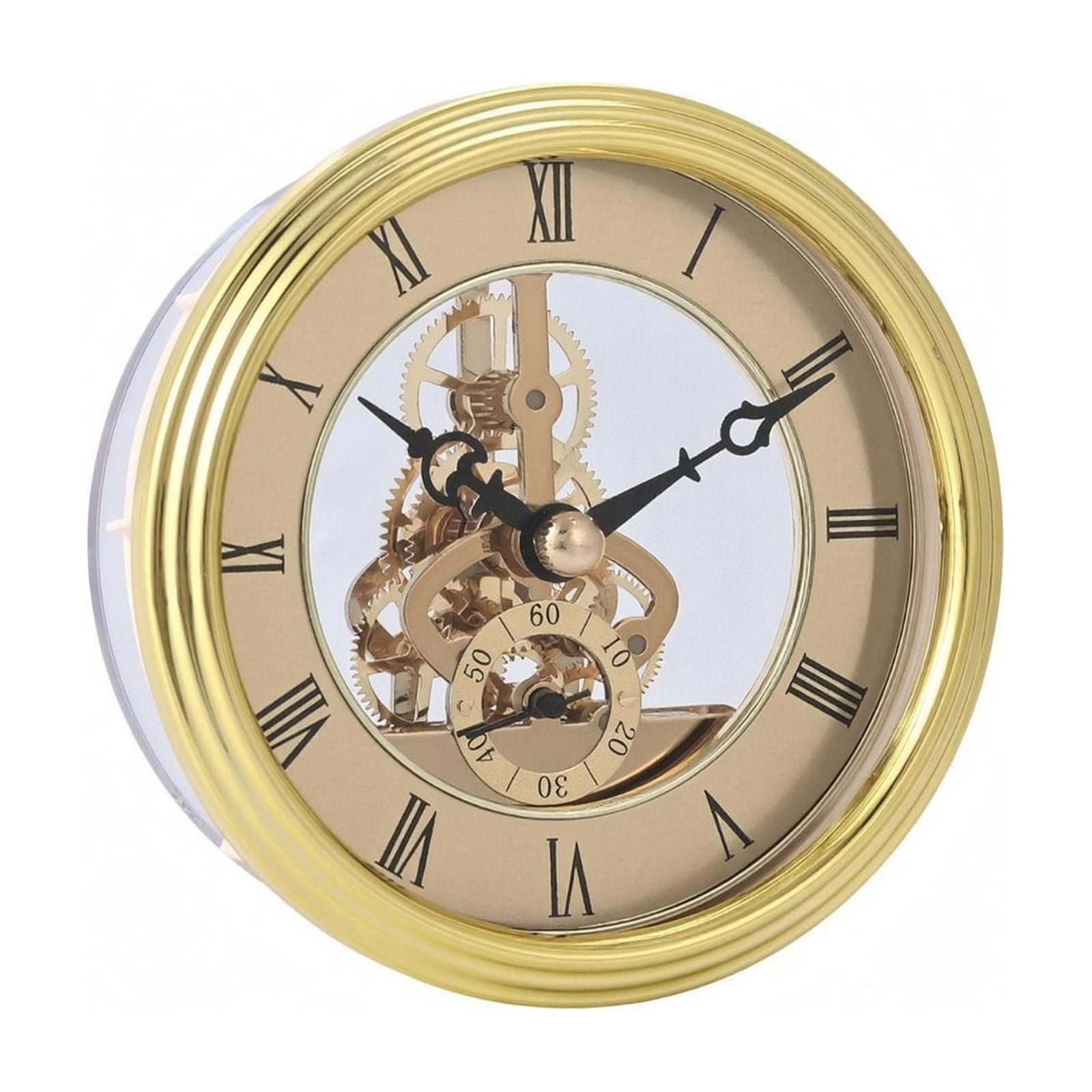 JWQFBC Round Clock Insert Mechanical Gears Clock Face Insert Metal-Look ...