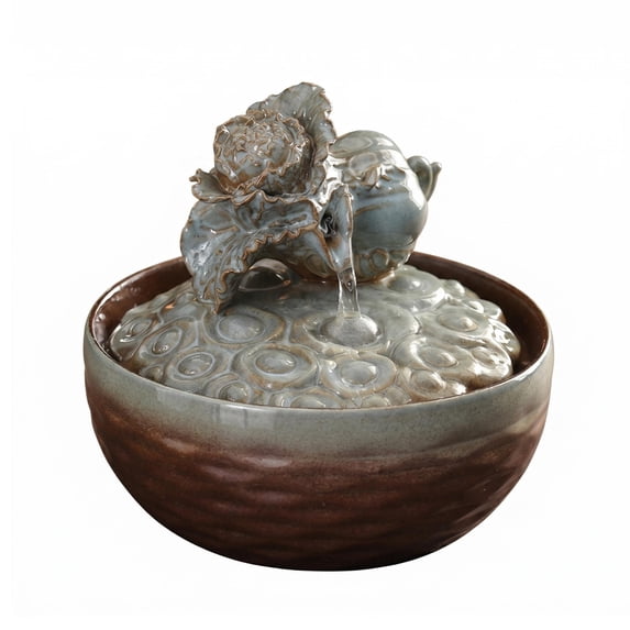 JWQFBC USB Tabletop Water Feature Textured Glazed Chinese Style Water ...