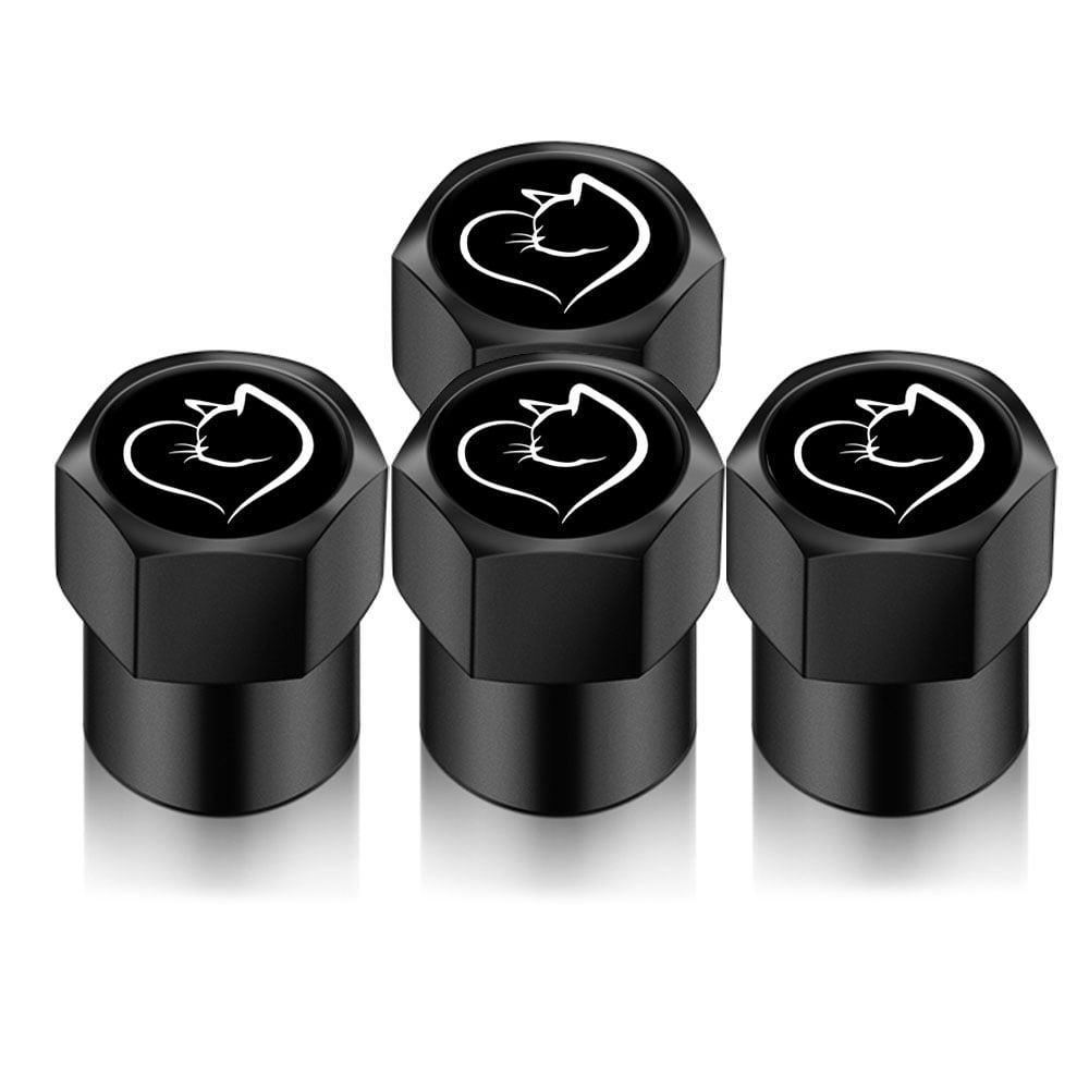 JWQI 4PCS Universal Car DIY Cat Design Wheel Tire Air Valve Caps Stem ...