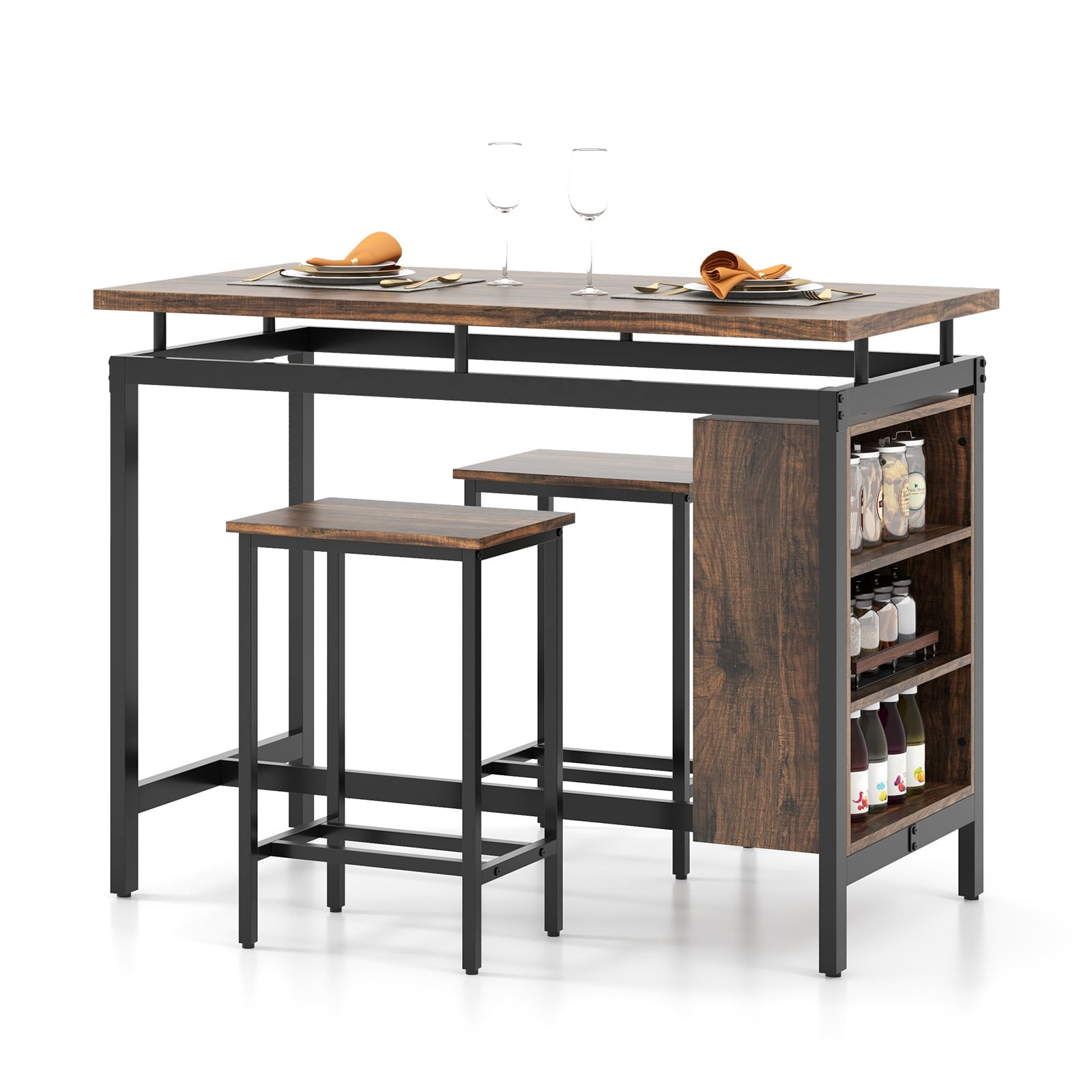 JWRWEF 3-Piece Dining Table Set, Counter-Height Bistro Table with 3 ...