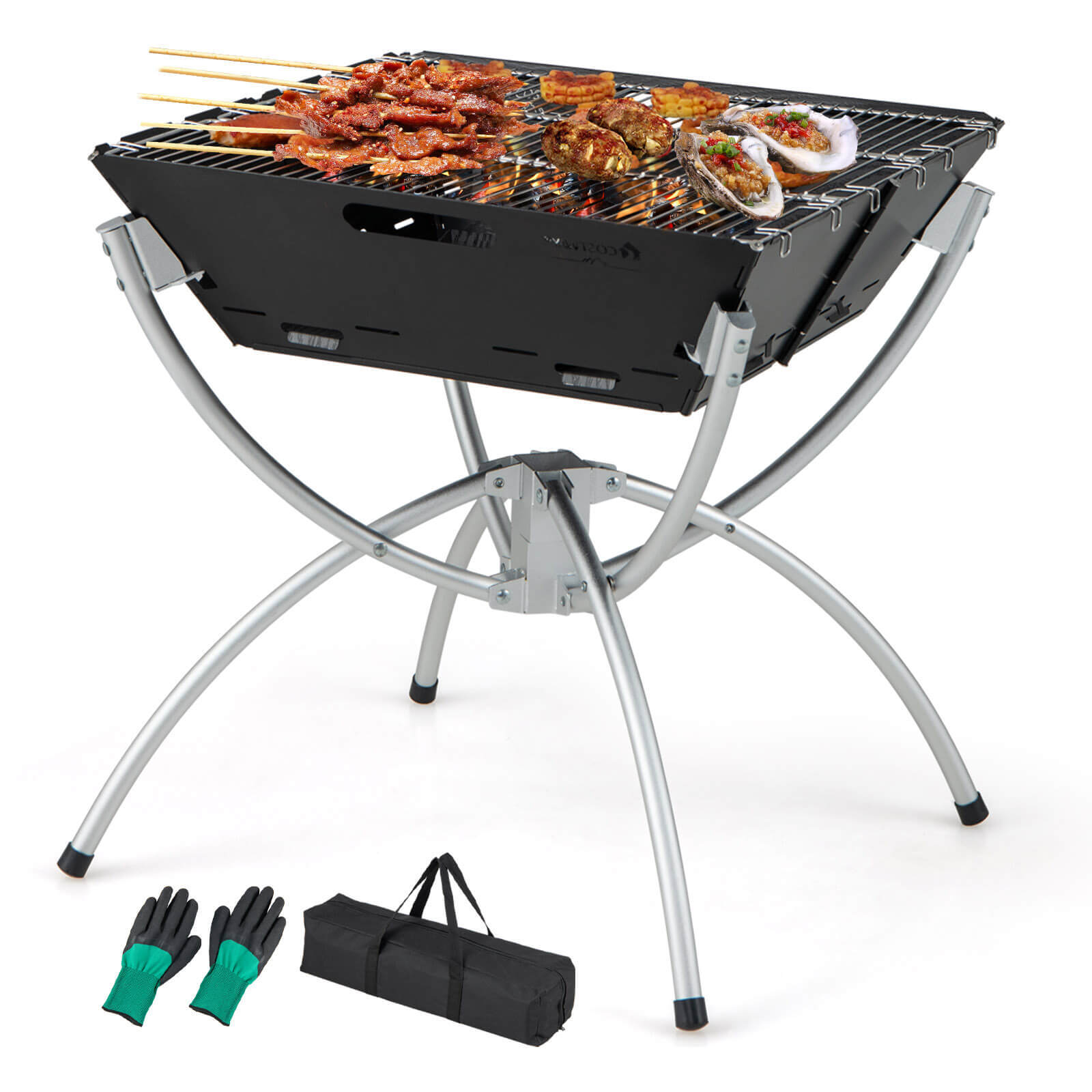 JWRWEF 3-in-1 Folding Camping Fire Pit, Stainless Steel Portable Fire ...