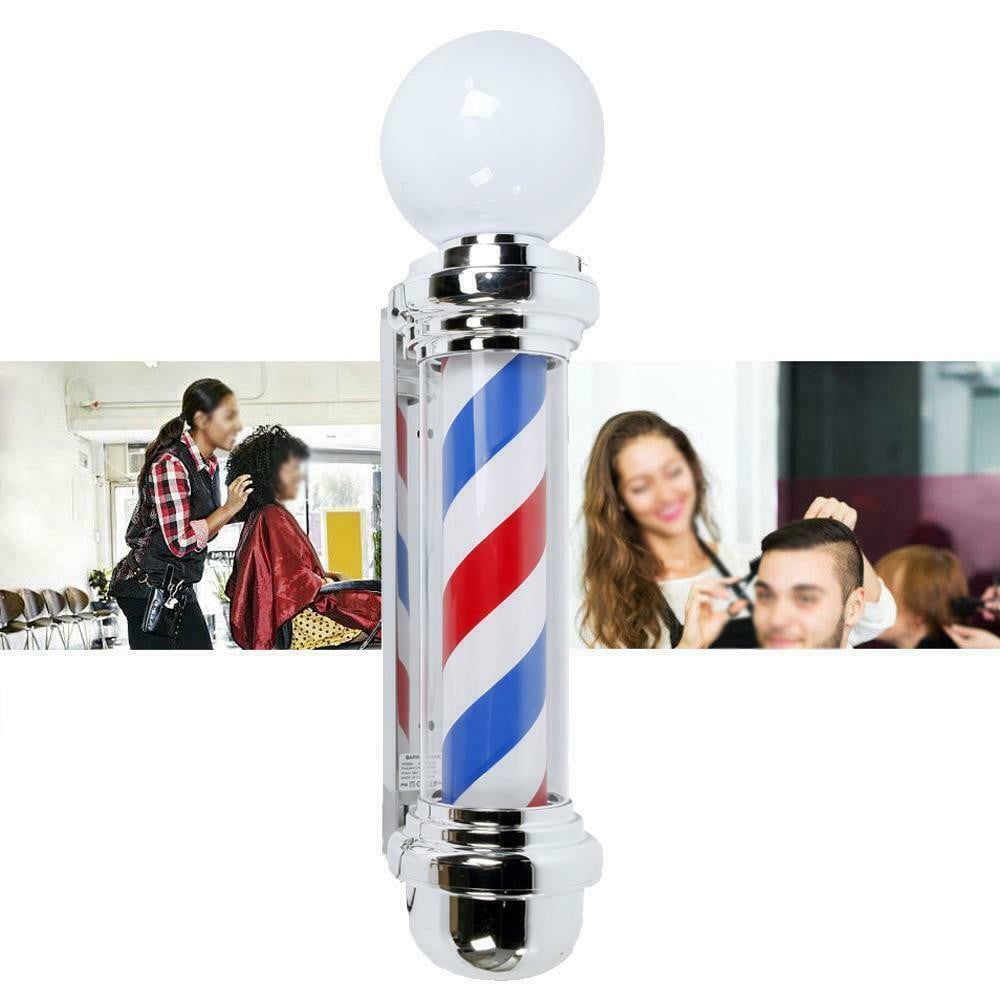 JWRWEF 32" Rotating Barber Pole LED Light, Classic Red Blue White Hair ...
