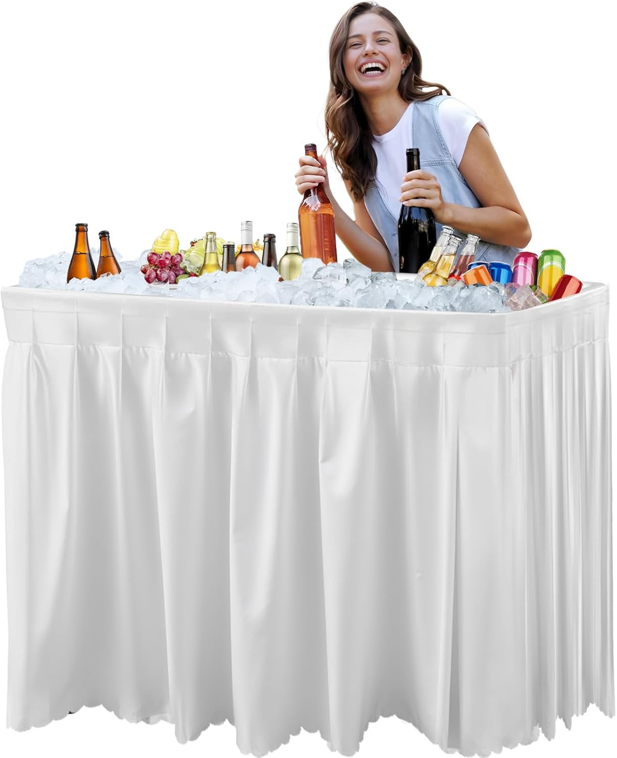 JWRWEF 4 Foot Ice Cooler Table, Outdoor Cooler Table with Removable ...