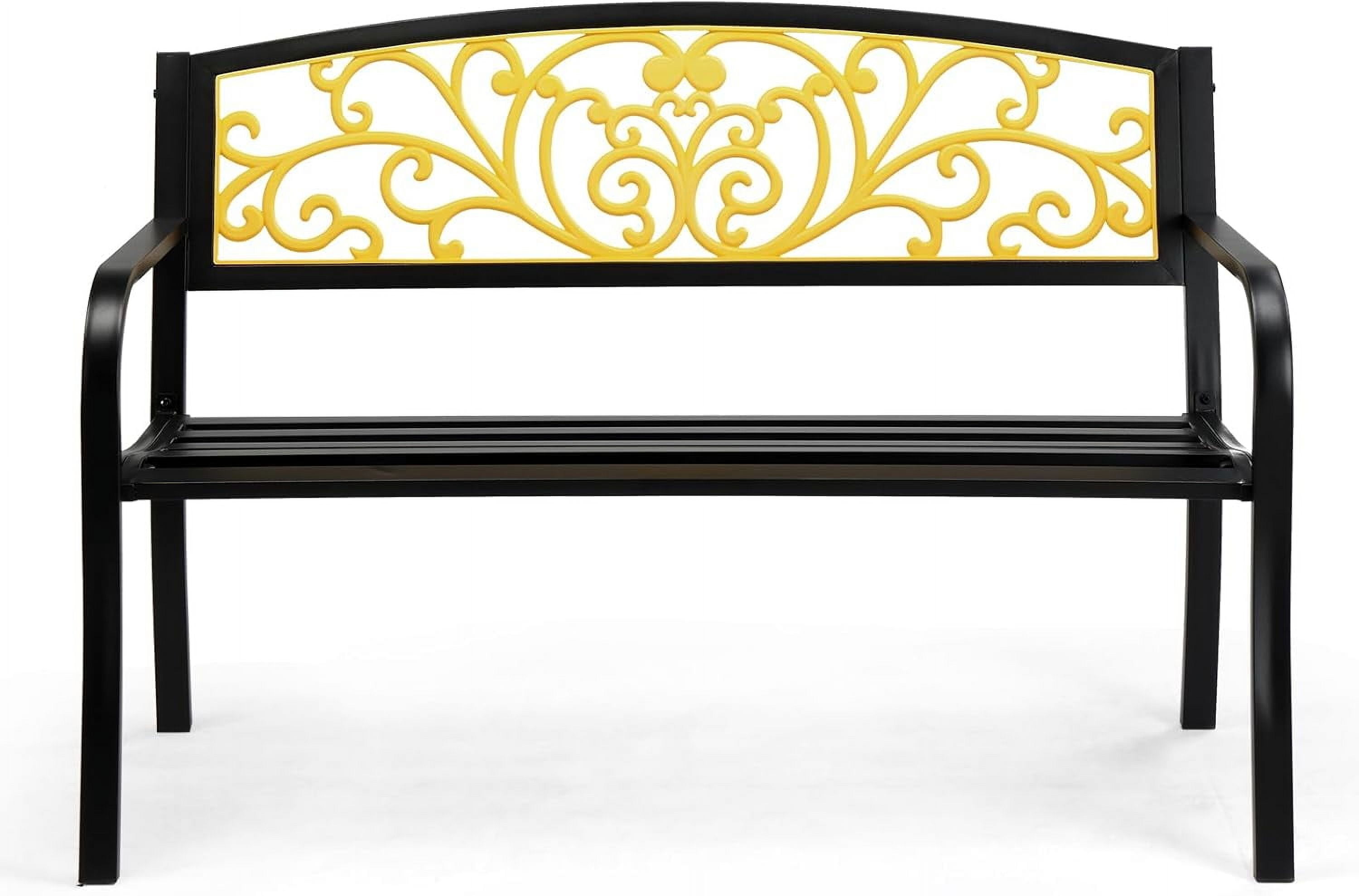 JWRWEF 50" Cast Iron Garden Bench - Vintage Butterfly Design Outdoor ...