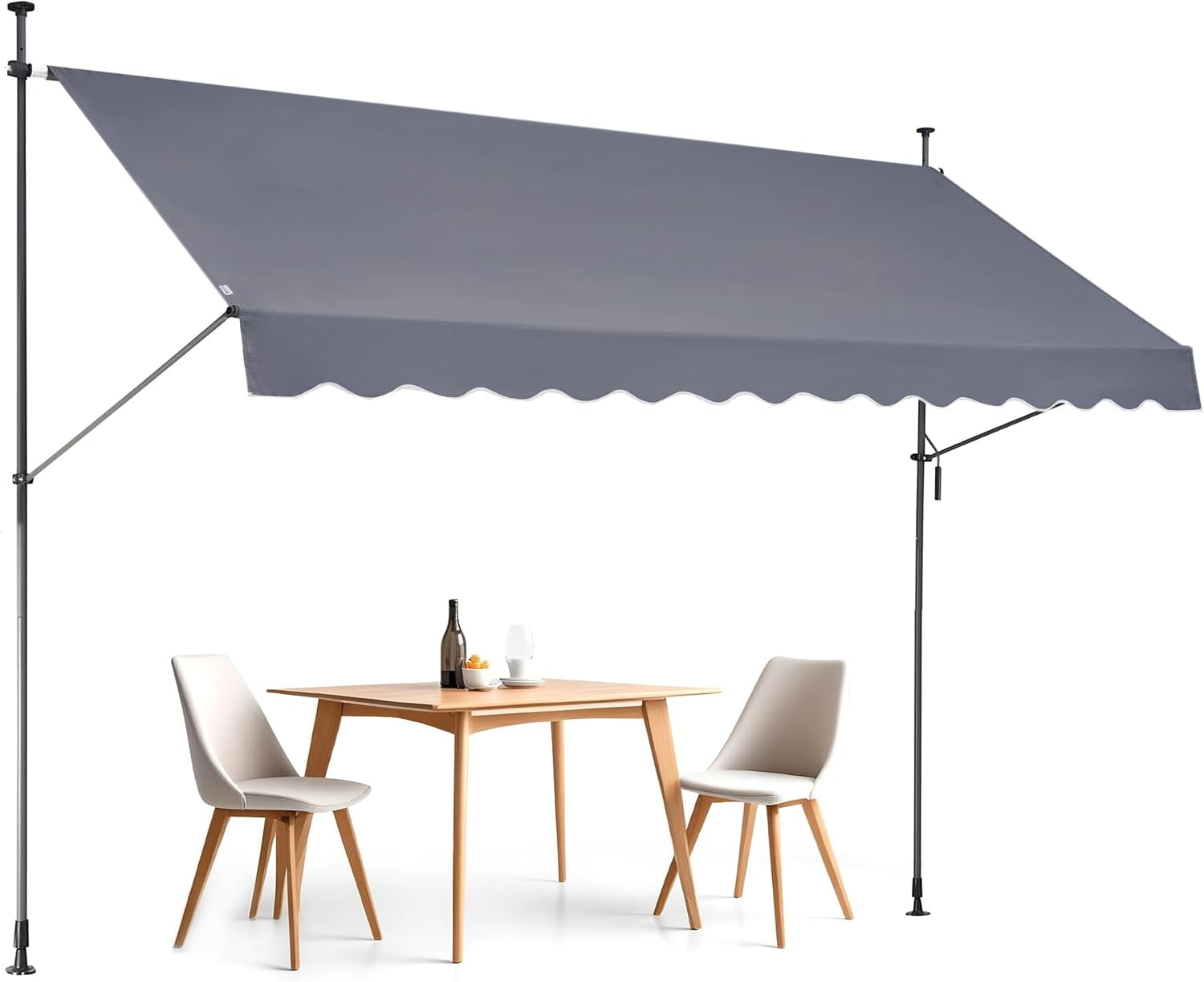 JWRWEF 59" Retractable Patio Awning - Manual Crank Outdoor Sunshade ...