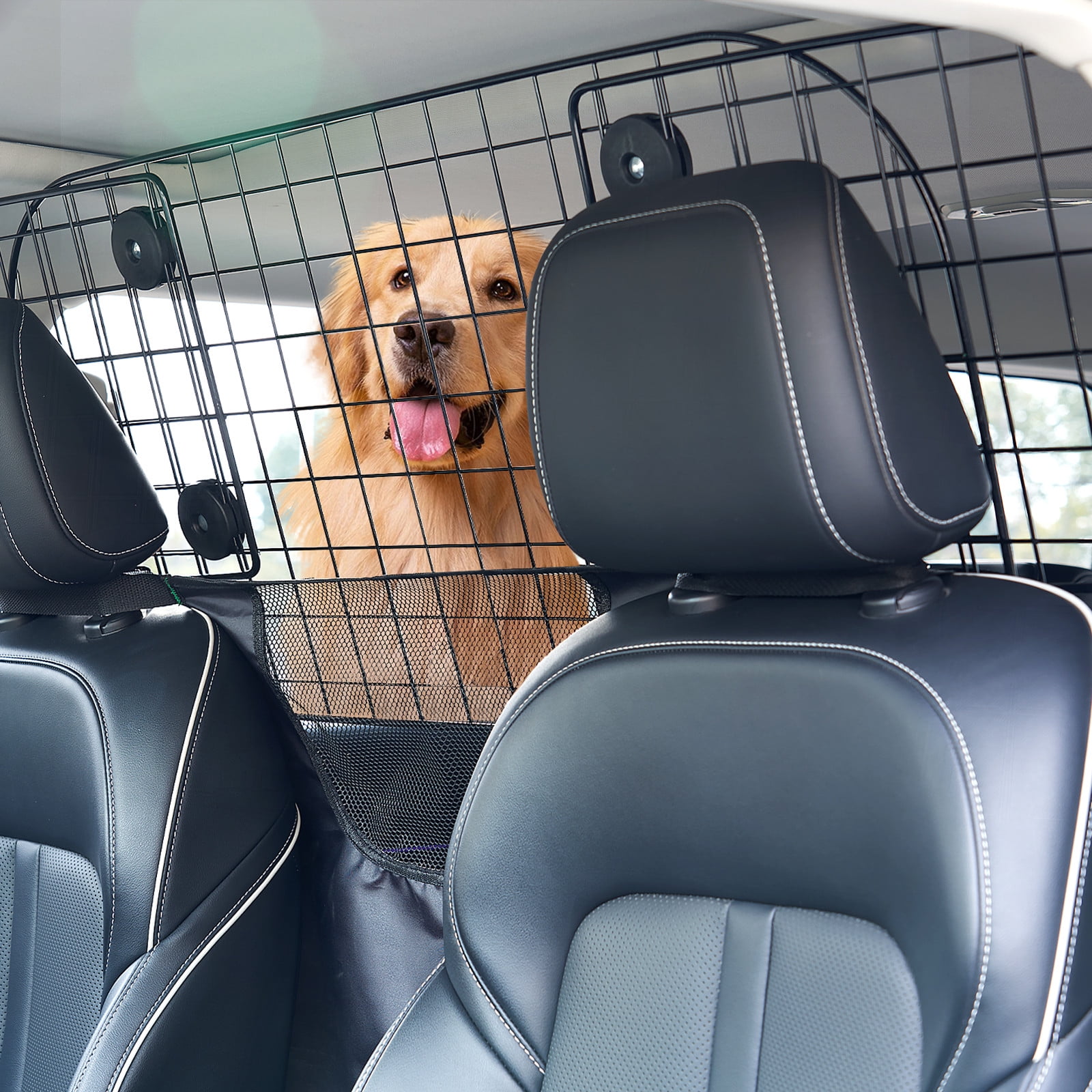 JWRWEF Adjustable Dog Car Barrier 35.4–60.6”, Heavy Duty Steel Pet ...