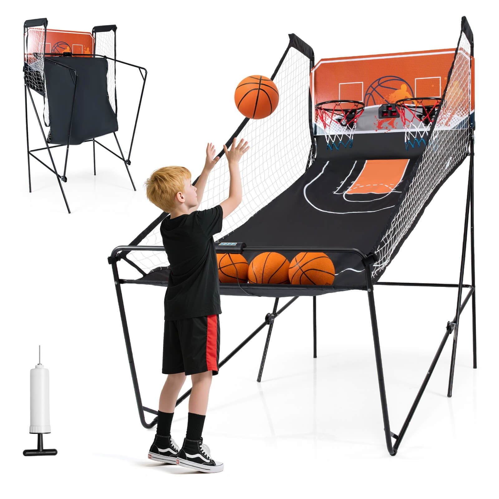 JWRWEF Foldable Basketball Arcade Game, 8 Modes Electronic Scoring ...