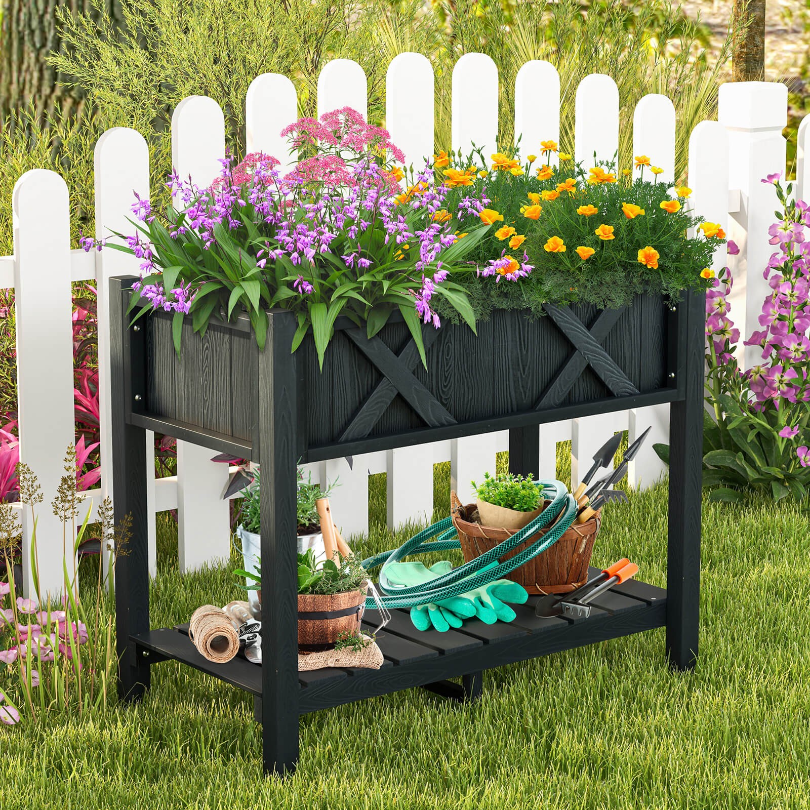 JWRWEF HIPS Raised Garden Bed, Elevated Planter Box with Legs and ...