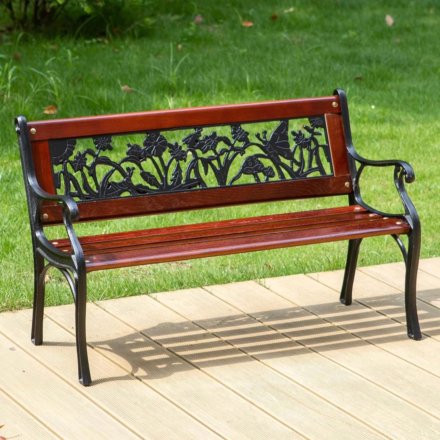 JWRWEF Kids Garden Bench - 33" Mini Outdoor Bench with Wooden Seat ...
