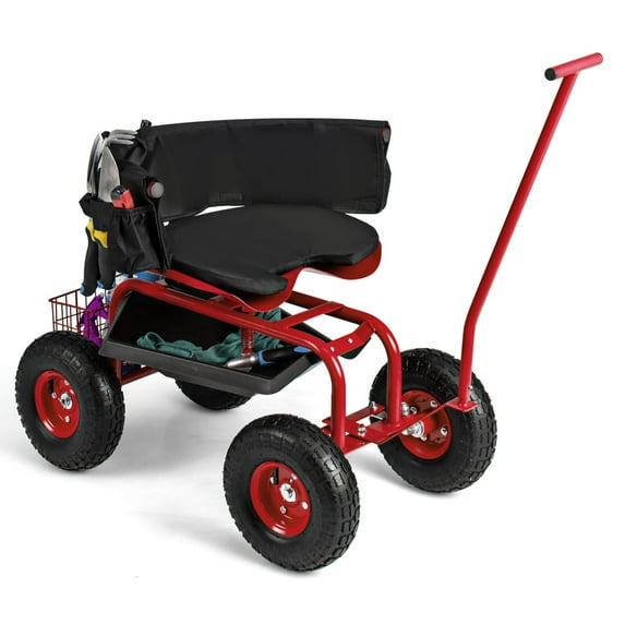 JWRWEF Rolling Garden Cart Workseat with Adjustable Height, 360° Swivel ...