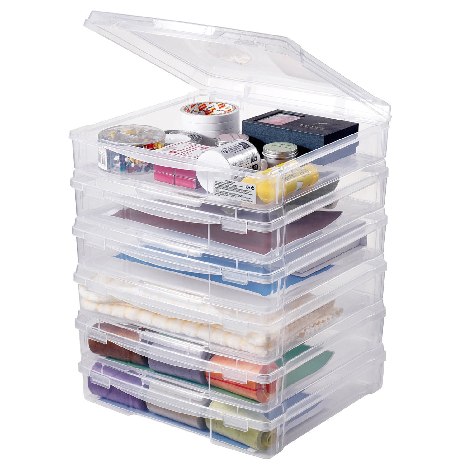 JWRWEF Scrapbook Paper Storage 6 Pack, Stackable Plastic Board Game ...