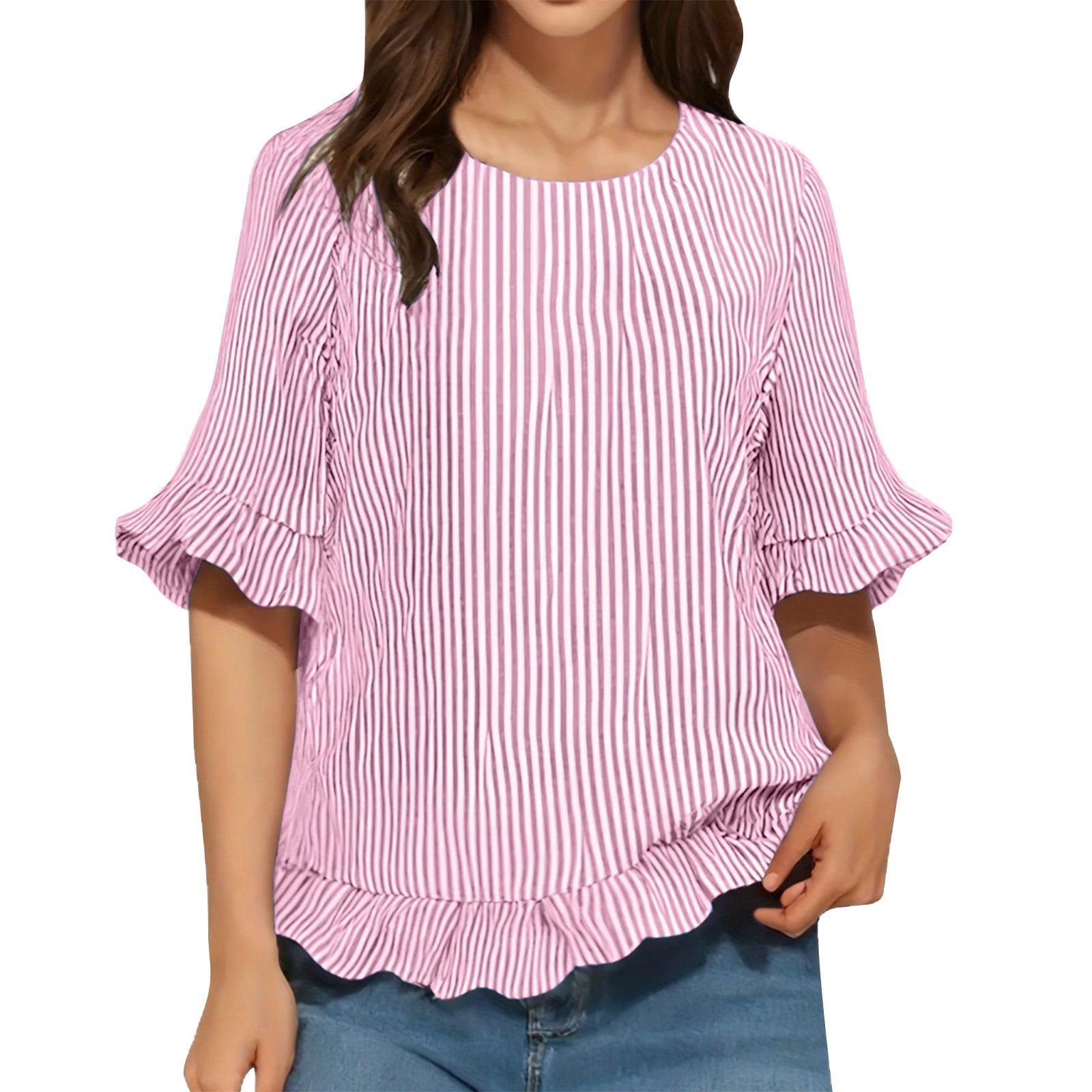 JWSVBF Short Sleeve Tops for Women 2026 Trendy Cute Clothes Loose Fit ...