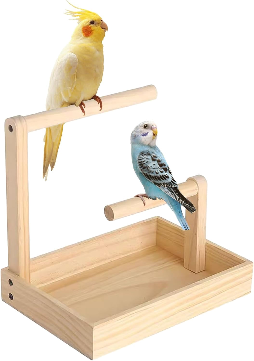 JWVGWV Large Bird Perch Stand with Feeder Box for Desk, Conure Desktop ...