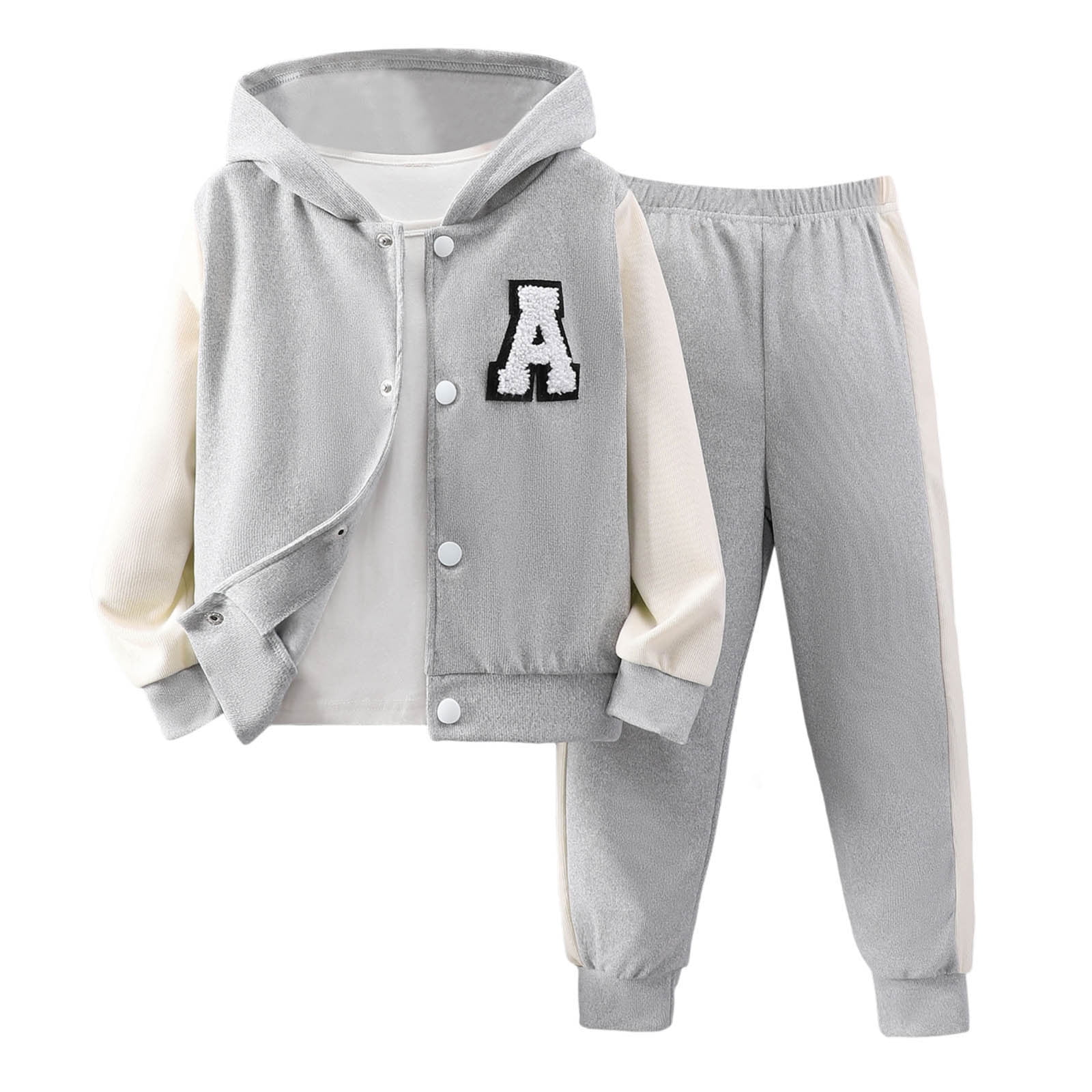 JWZUY Children's Spring Sports Set with Long Sleeves and Letter A Logo ...