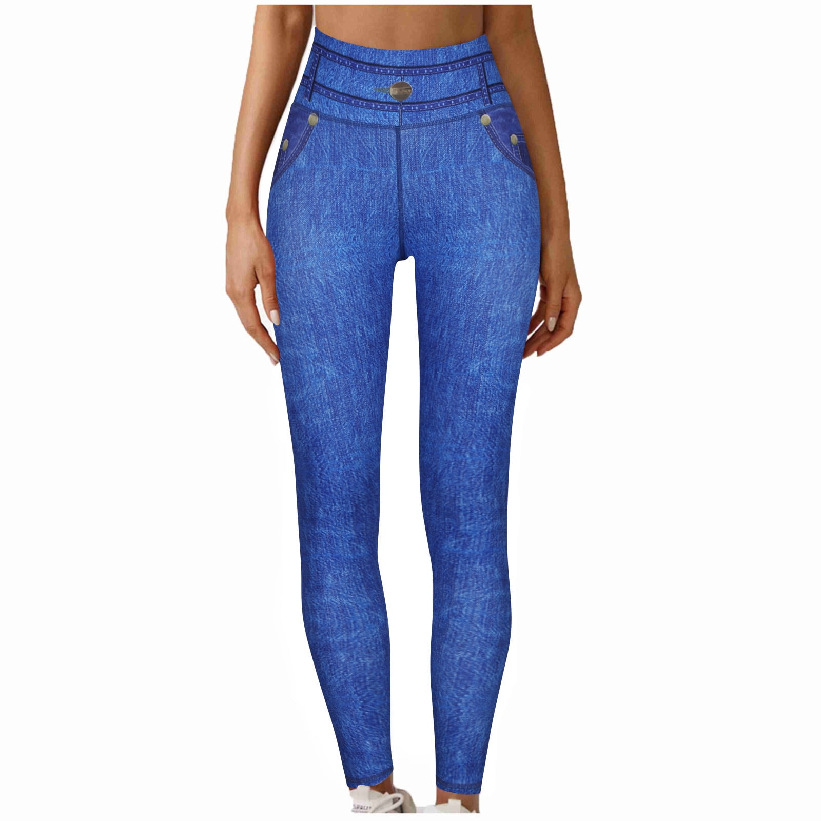 JWZUY Faux Jean Leggings Jeggings for Women High Waist Tummy Control ...