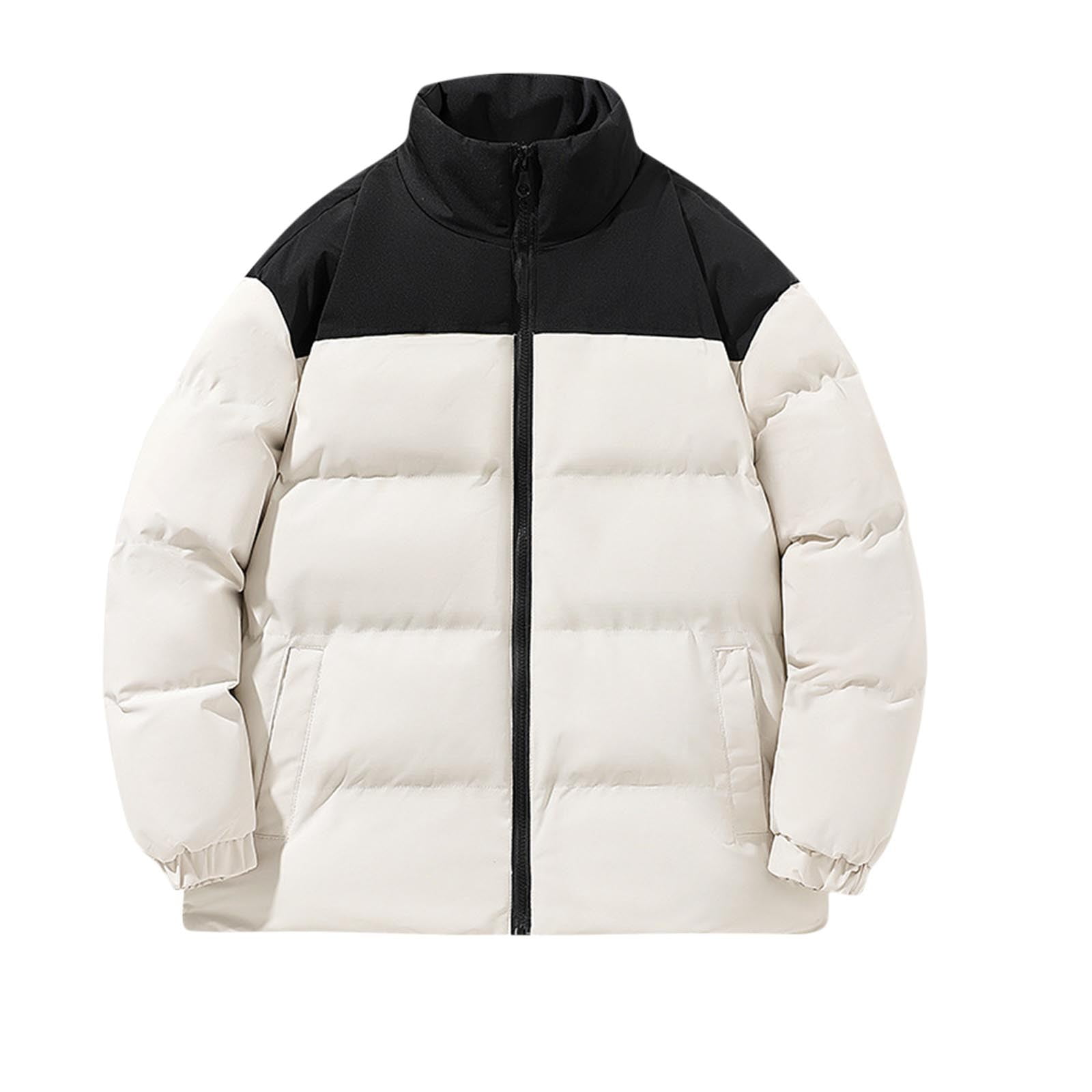 JWZUY Men's Color Blocked Stand Collar Cotton Jacket Long Sleeve Design ...