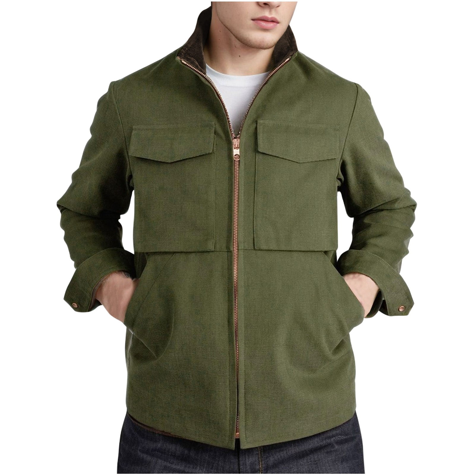 JWZUY Men's Lightweight Cargo Jacket with Multiple Pockets and Classic ...
