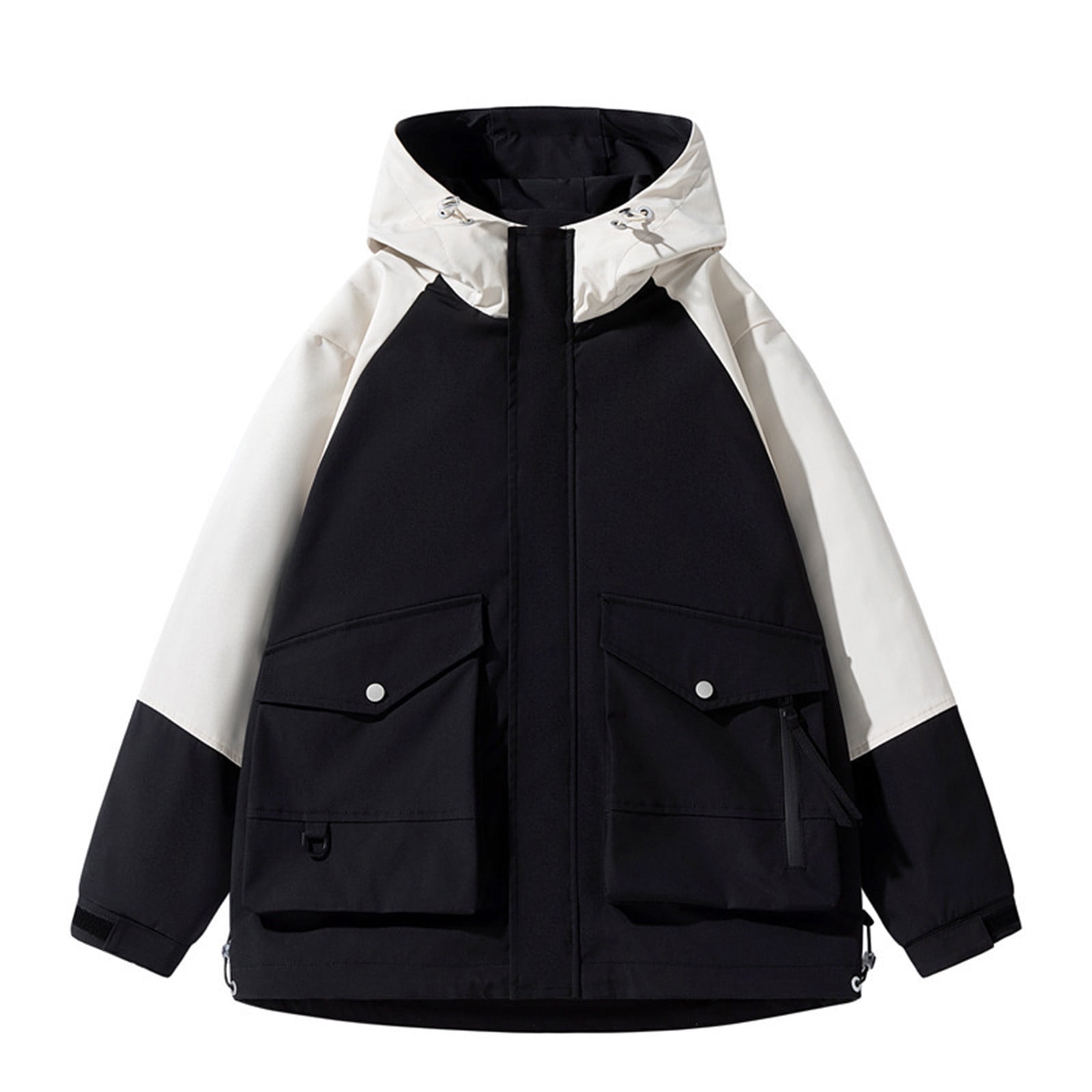 JWZUY Men's Plus Size Color Block Baggy Fit Multi-Bag Cargo Jacket for ...