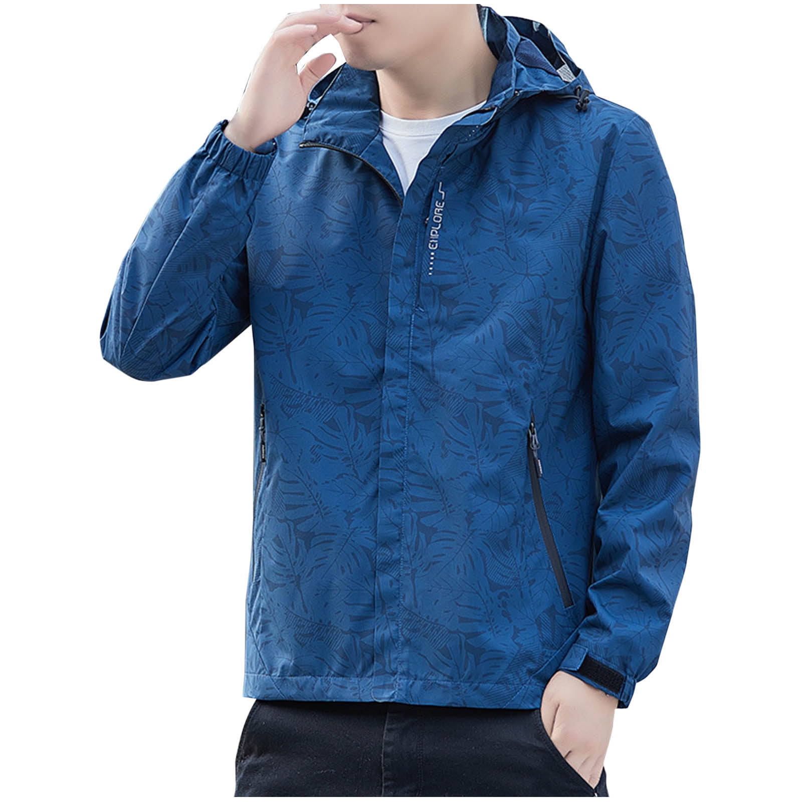 JWZUY Men's Rain Jacket Hooded Windbreaker Lightweight Waterproof ...
