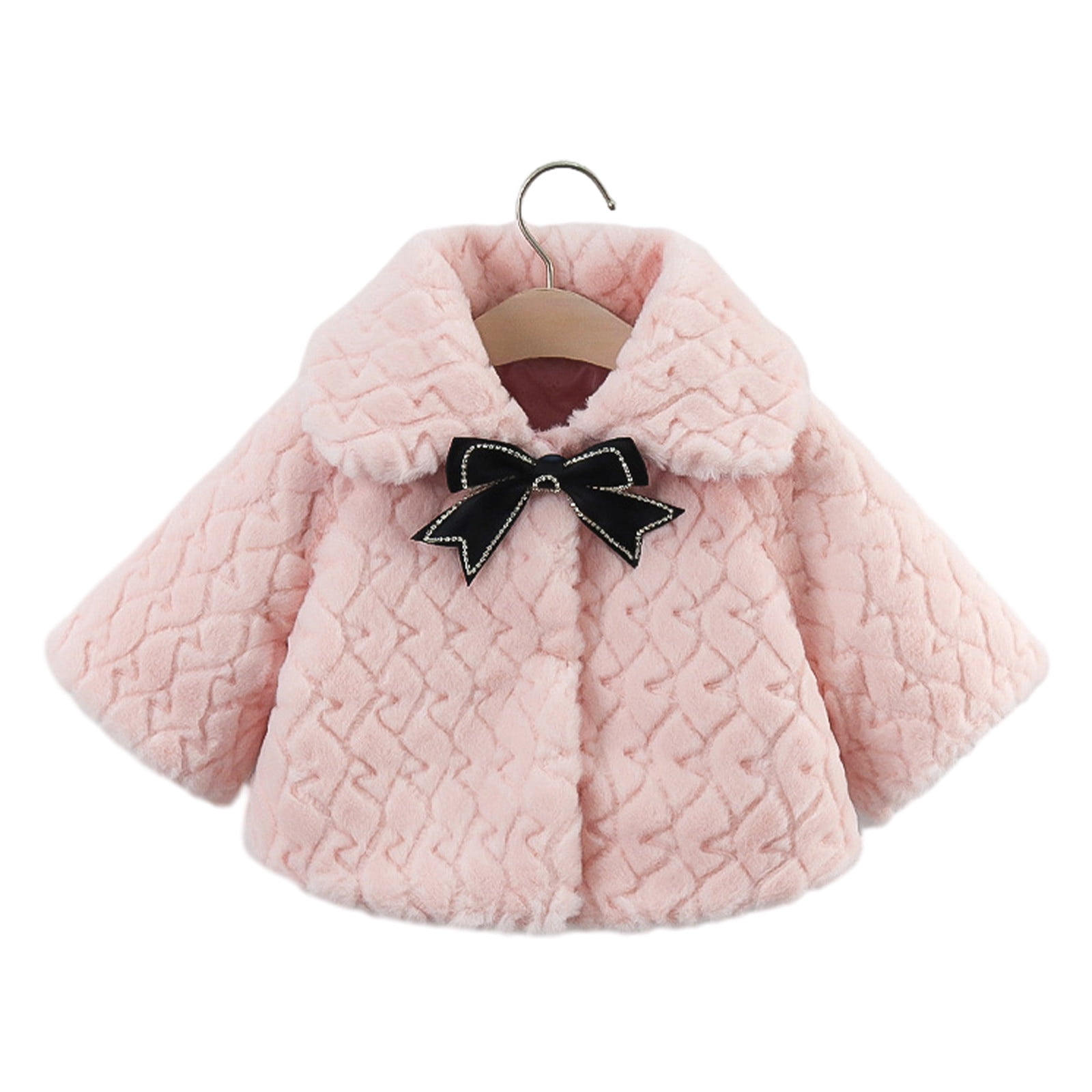 JWZUY Toddler Girls Winter Fleece Coat Kids Cute Bow Tie Cape Cloak ...