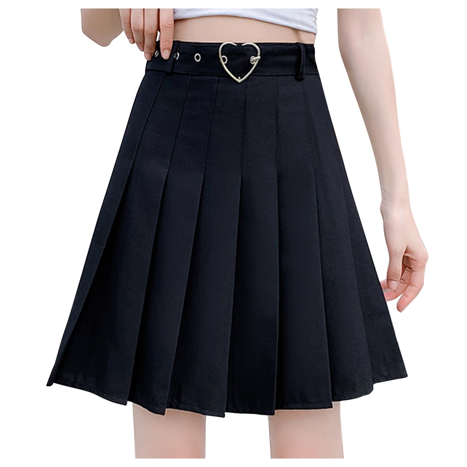 JWZUY Women's Cute Y2k E-girls Aesthetic Heart Belted High Waist Mini ...