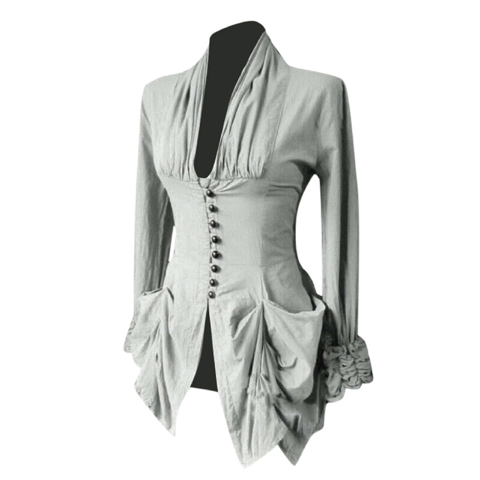 JWZUY Women's Vintage Renaissance Tops Victorian Blouse Gothic ...