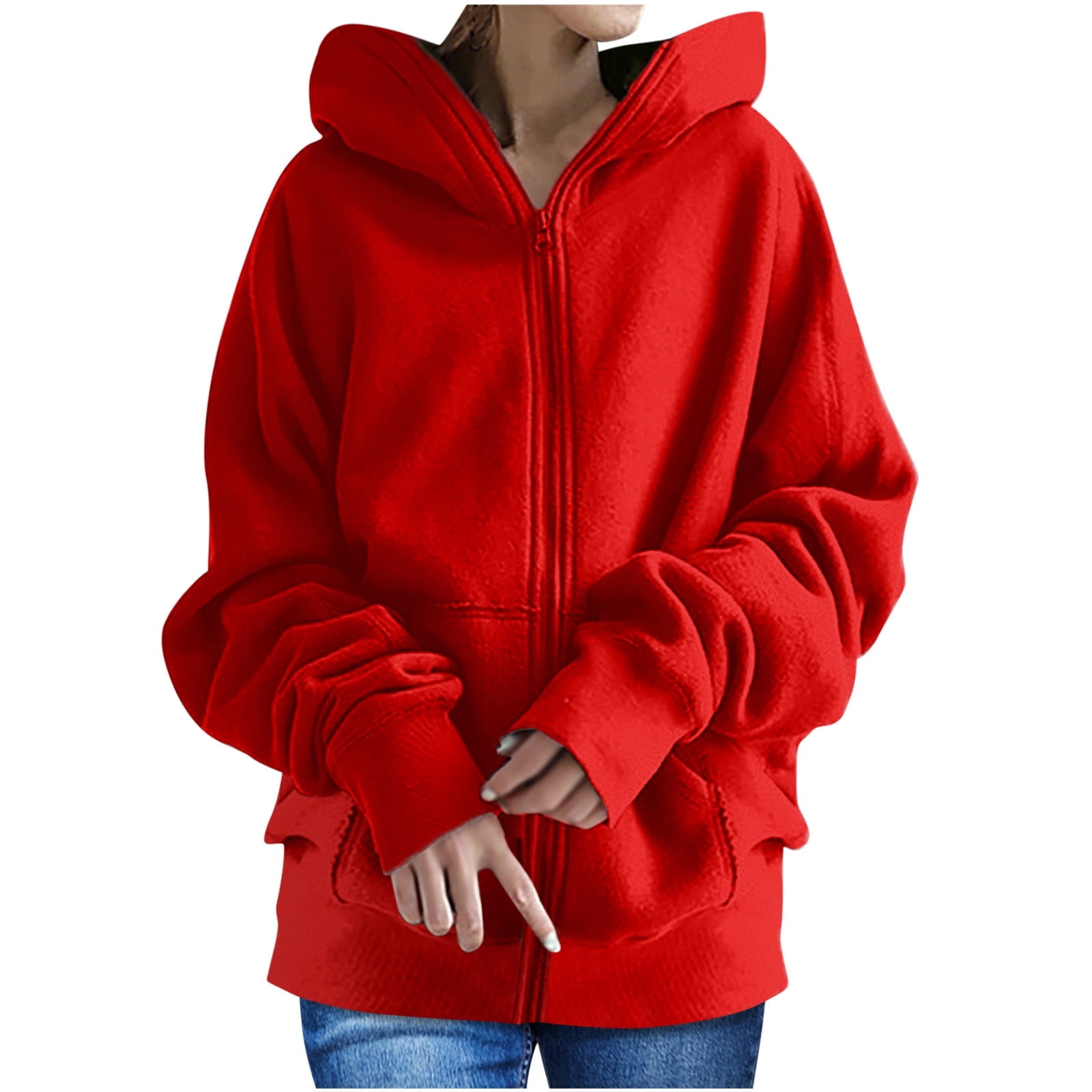 JWZUY Womens Oversized Hoodie Extra Long Hooded Tunic Sweatshirt ...