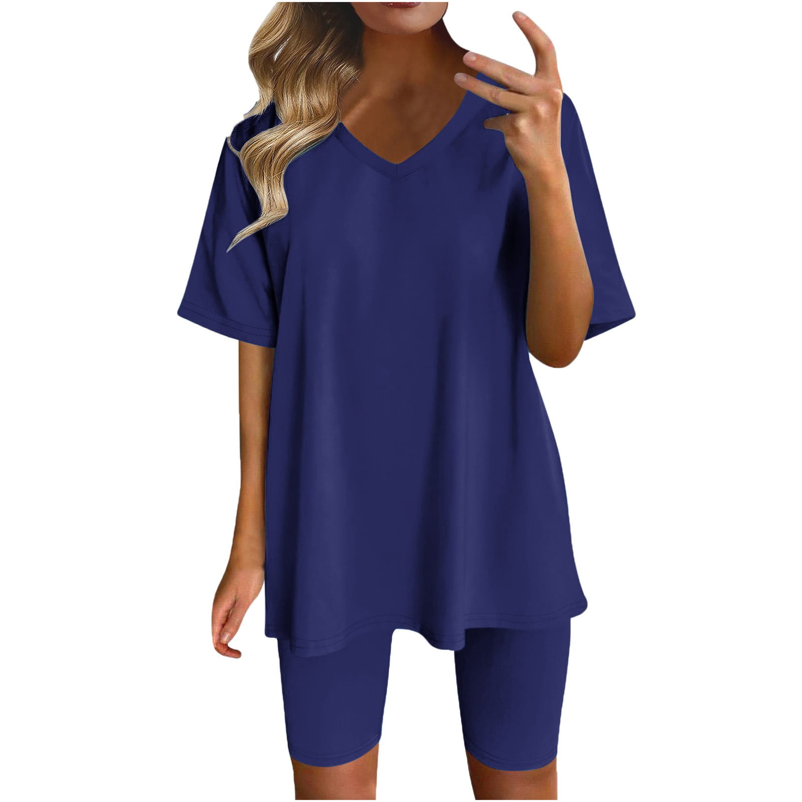 JWZUY Womens Plus Size Pajamas Set Crewneck Short Sleeve 2 Pieces ...