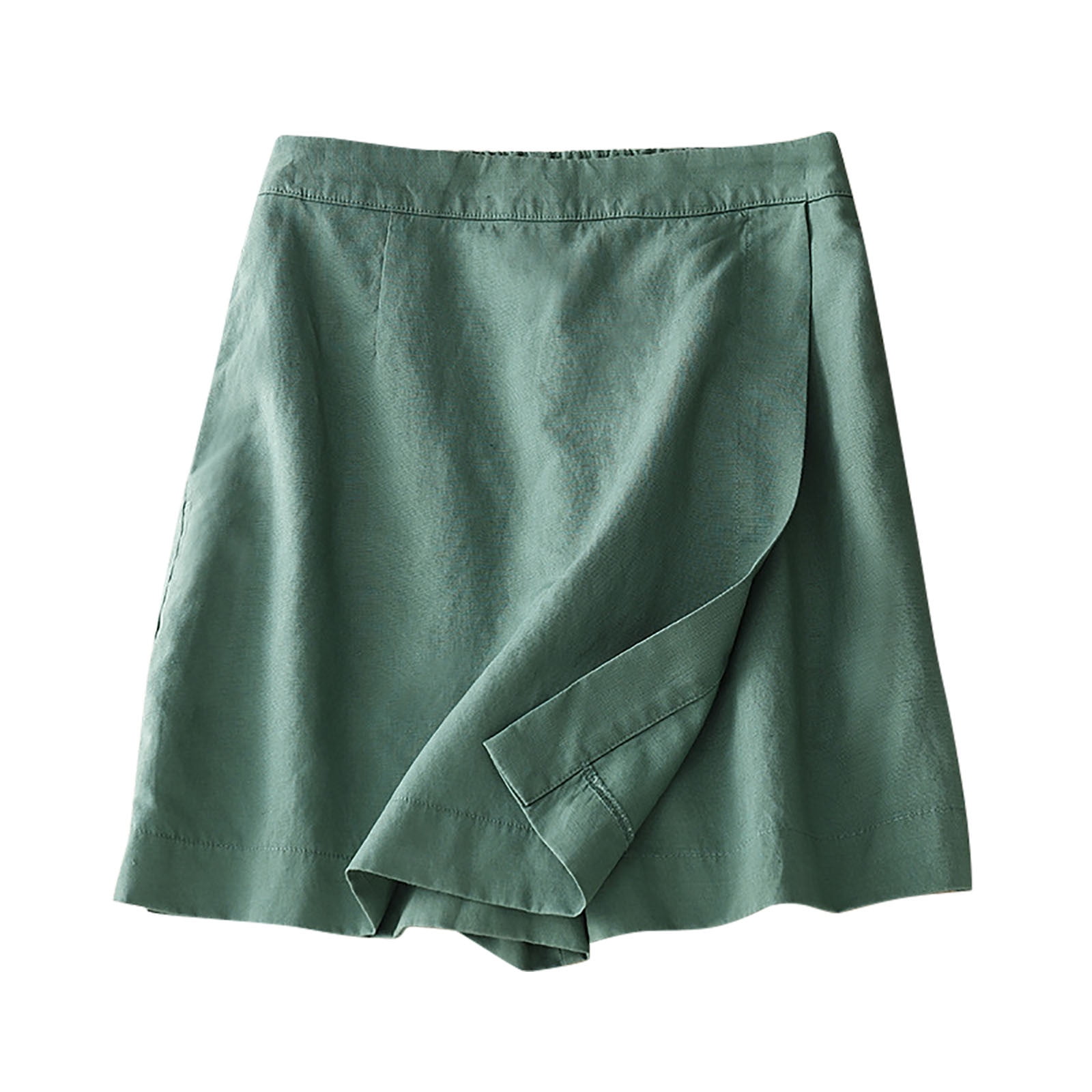 JWZUY Womens Skort Summer Shorts Cotton Linen Solid Faux Two Pieces ...
