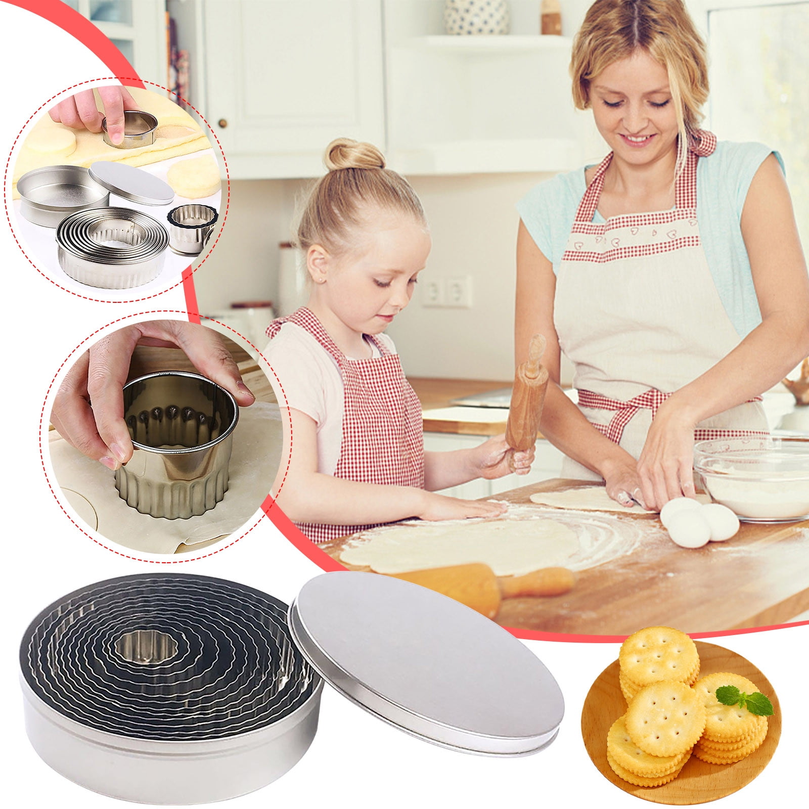 JWshufel 12Pcs Stainless Steel Round Cake Ring Cutter Set for Baking ...