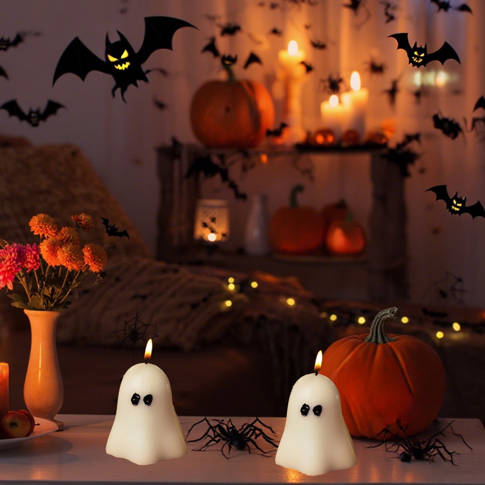 JWshufel 2 Pack Halloween Spooky Decor Candles for Home and Party ...