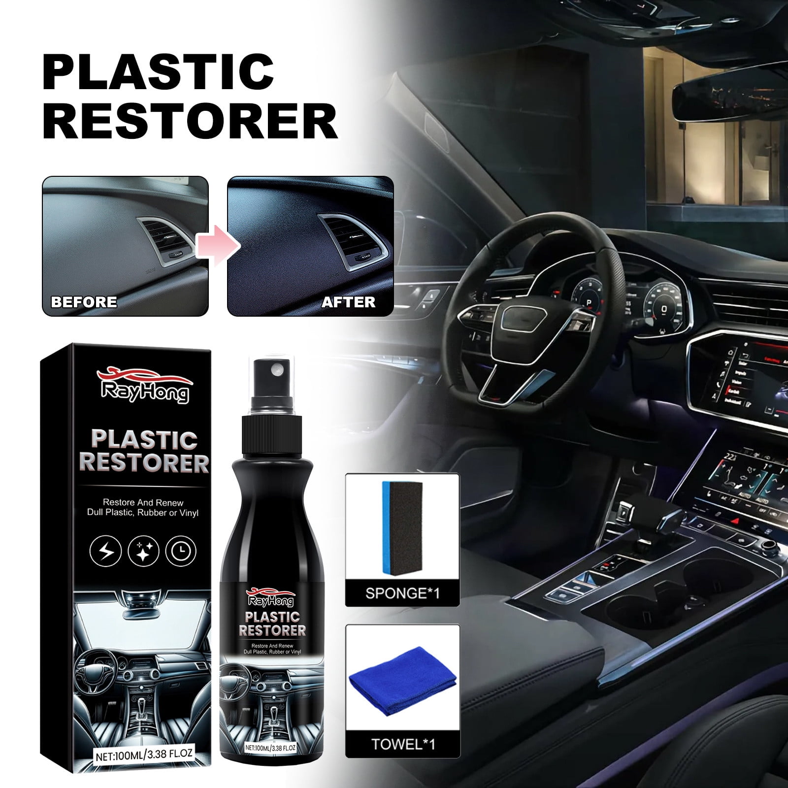 JWshufel Automotive Plastic and Leather Repair Agent 3.4 fl oz Restores ...