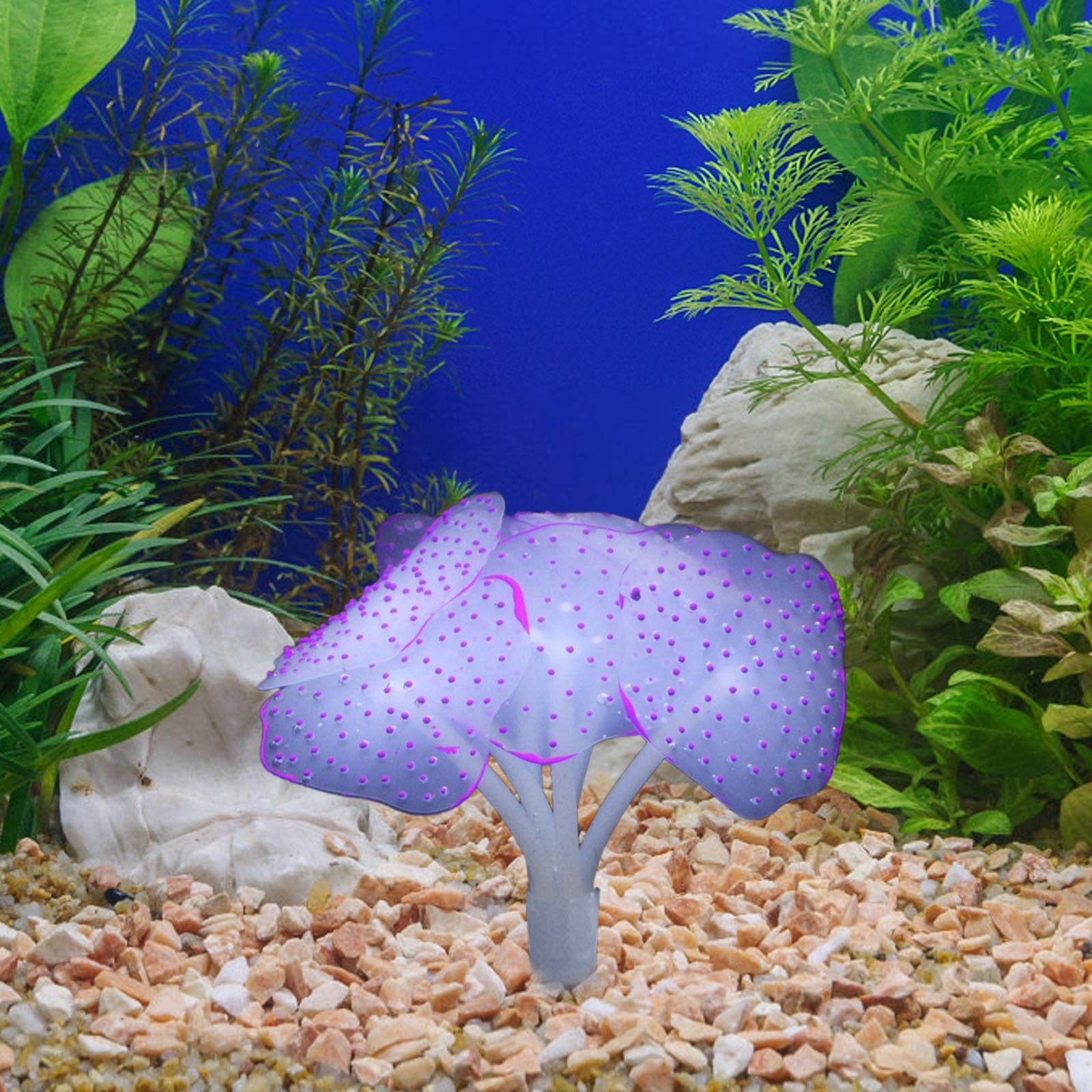 JWshufel Fluorescent Silicone Jellyfish Aquarium Decorations Fish Tank ...