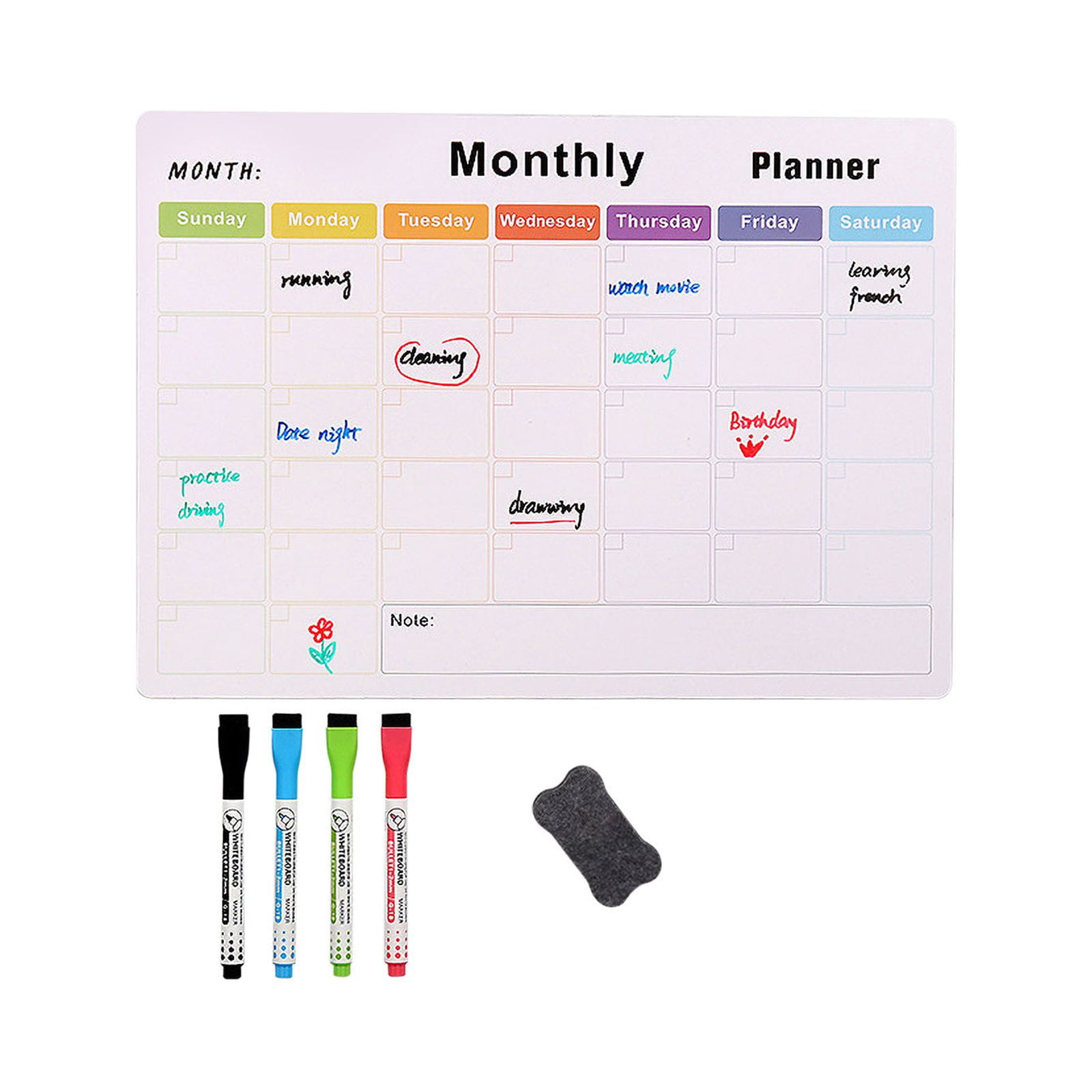 JWshufel Magnetic Refrigerator Calendar Erasable Soft Whiteboard for ...