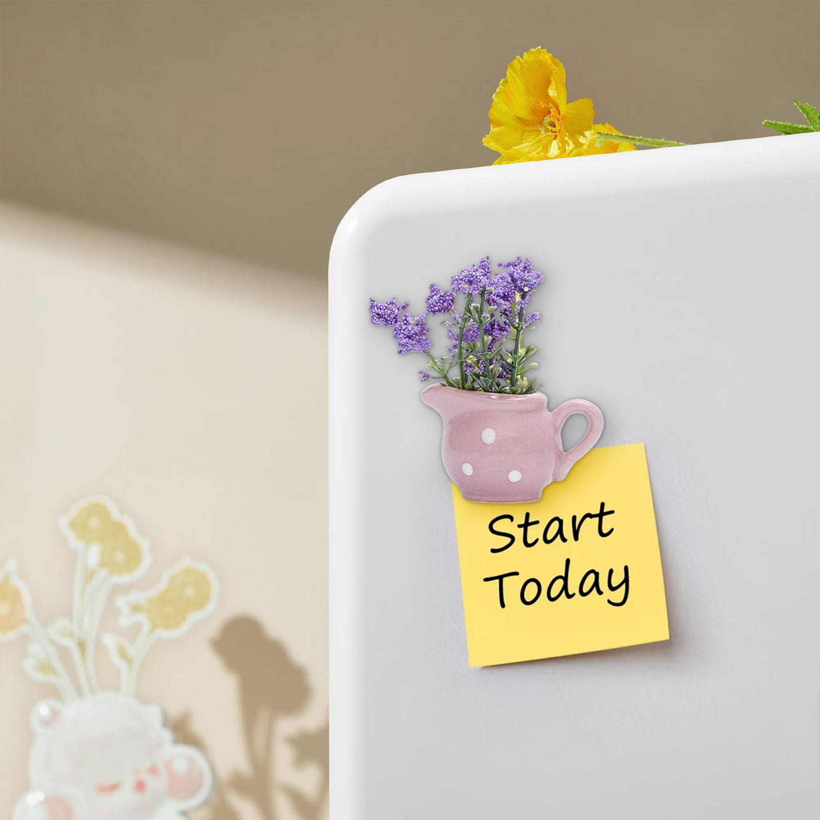 JWshufel Mini Ceramic Vase Magnets Strong Adhesion Fridge Decor Set ...