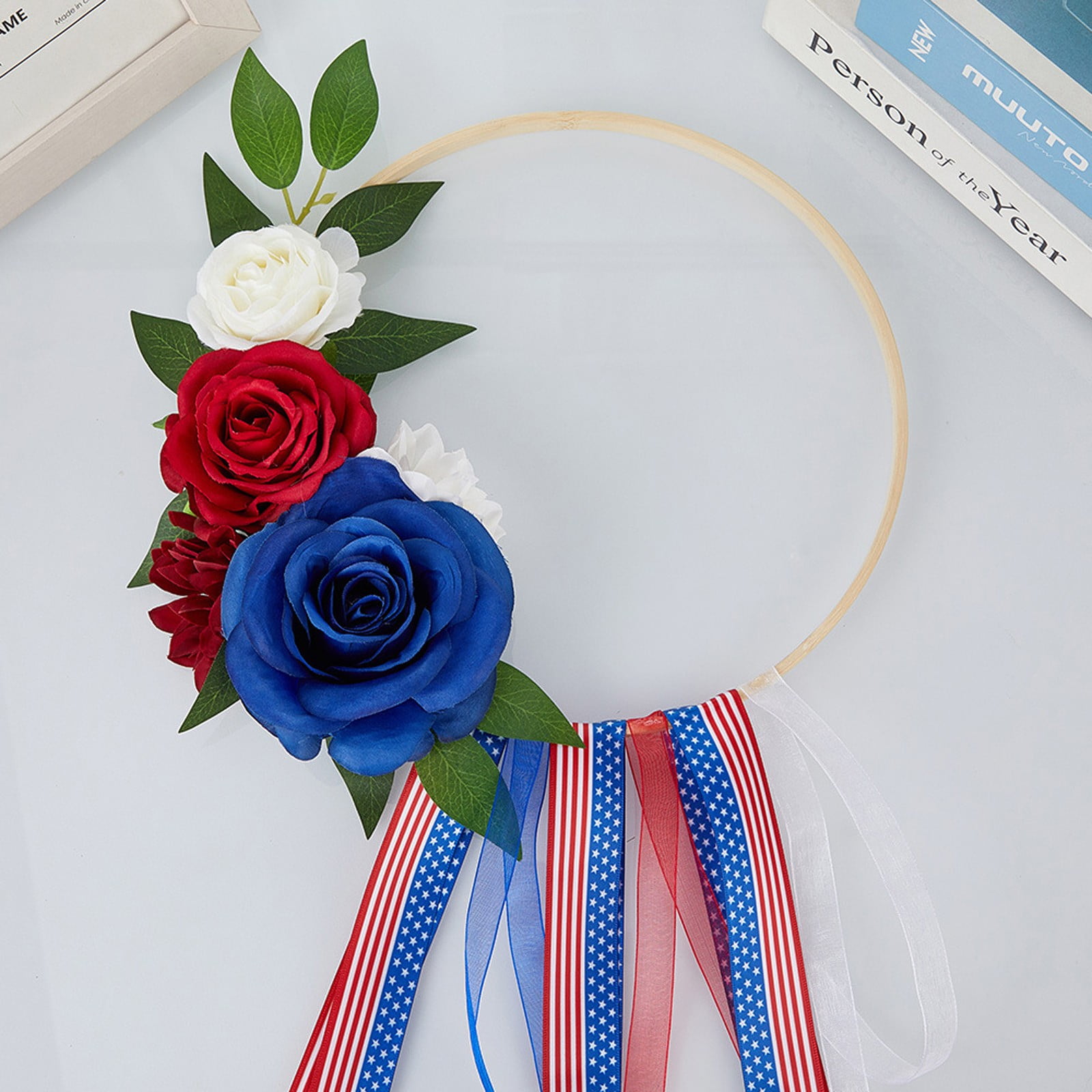 JWshufel Patriotic Iron Ribbon Metal Wall Hanging for Independence Day ...