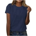 JWshufel T-Shirt for Women Summer Soft Basic Solid Color Crew Neck Tees ...