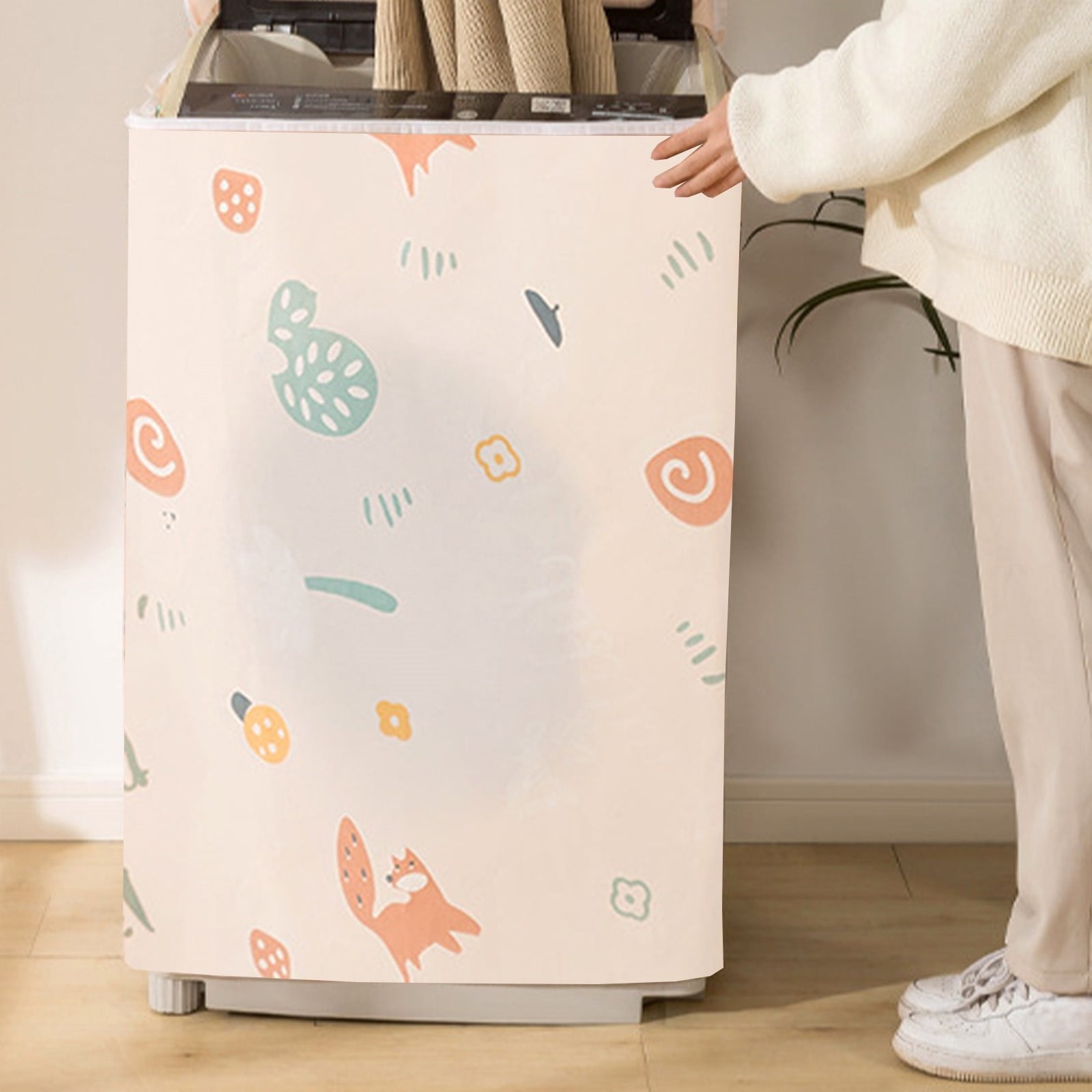 JWshufel Waterproof Washing Machine Cover Soft Skin Fabric with ...