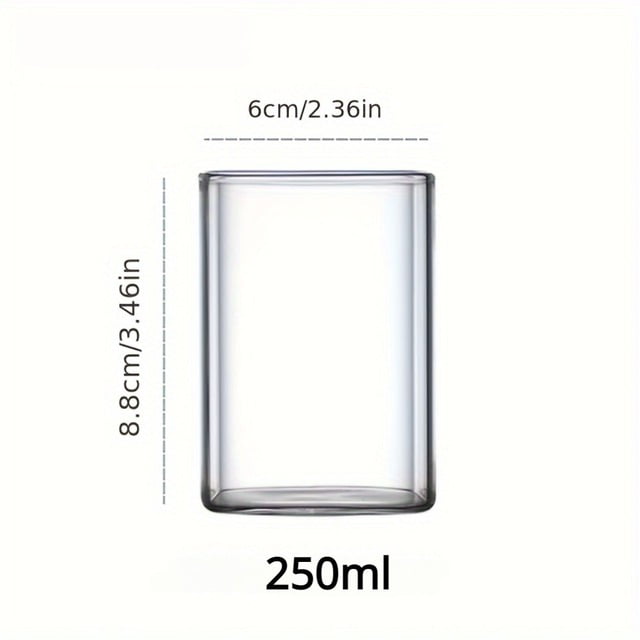 JX 2025 1pc Square Glass Cup High Borosilicate Glass Water Cup Iced ...