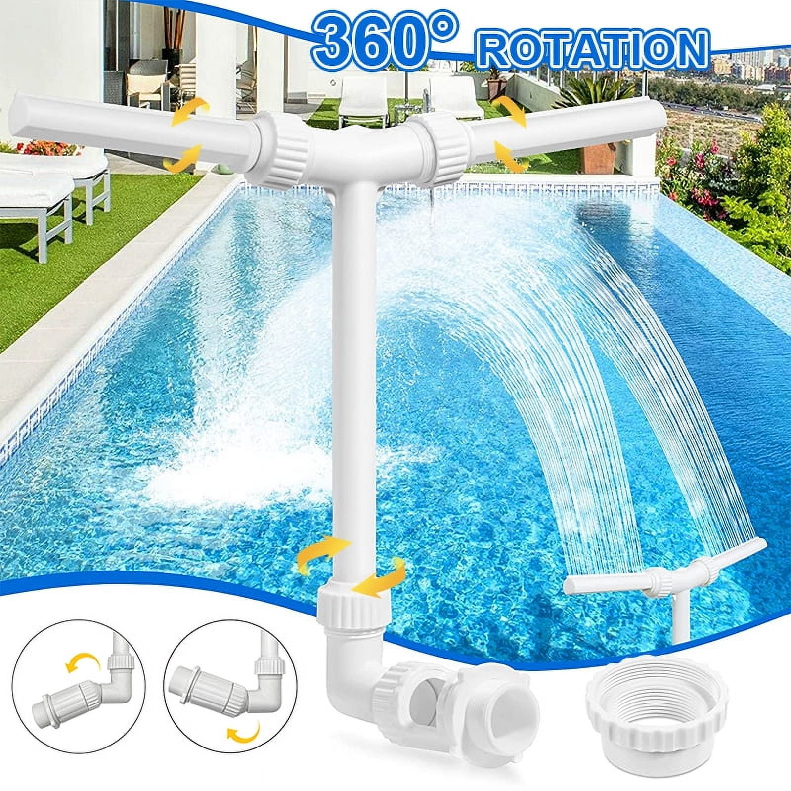 JX 2025 Pool Fountain Dual Sprinkler Fountain Lights Pool Waterfall ...