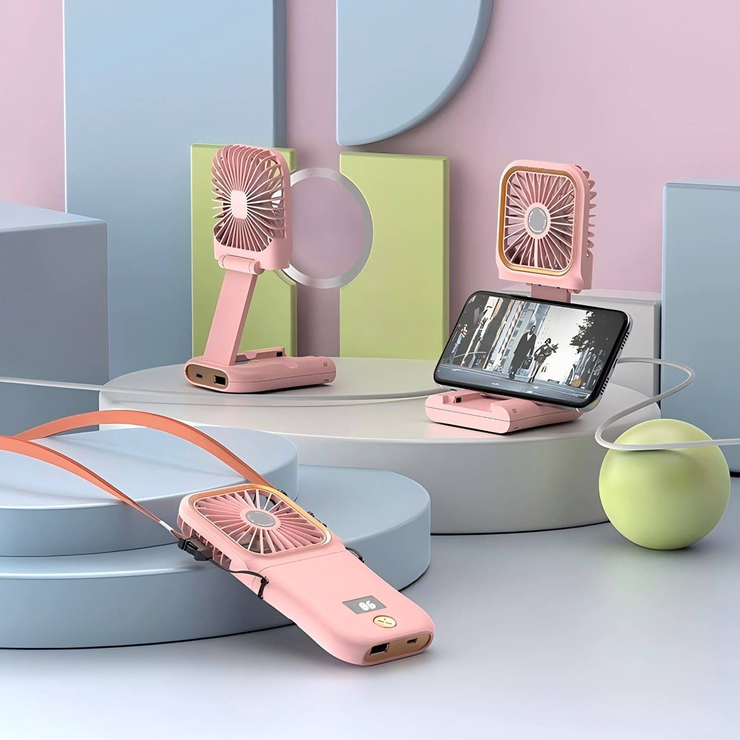 JX 2025 Portable Handheld Mini Fan With Digital Display Ultra-Thin Folding Neck Fan USB ...