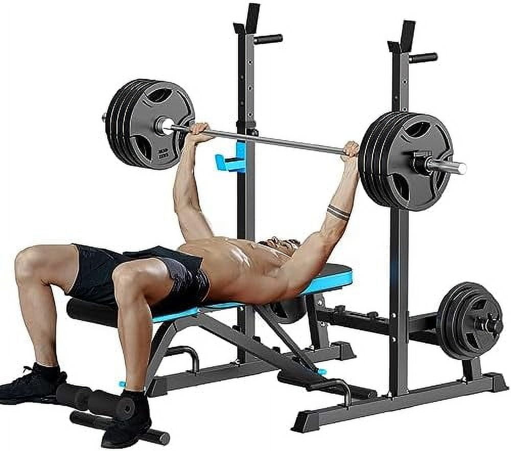JX FITNESS Weight Bench with Squat Rack, Bench Press Rack Two Piece Set Adjustable Bench ...