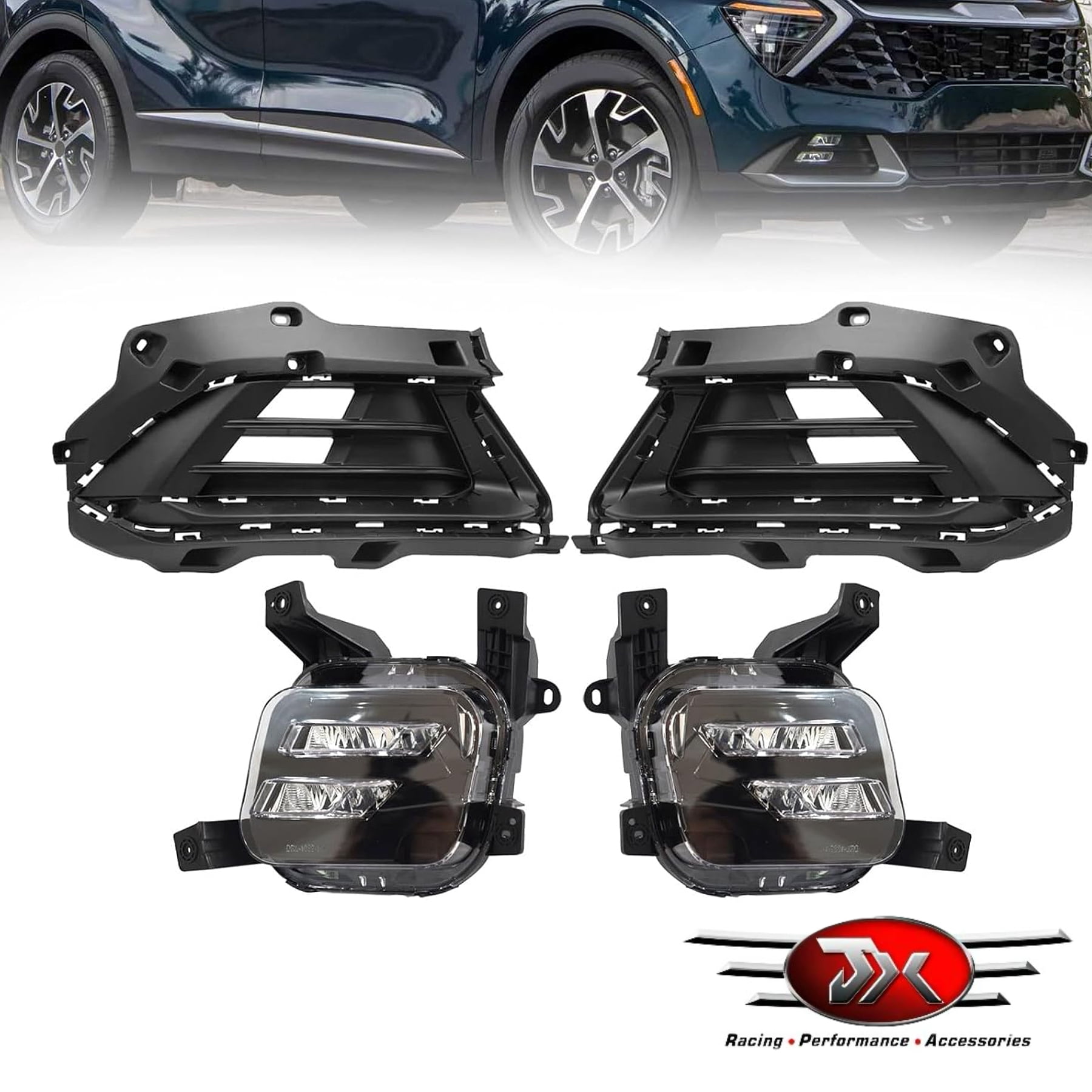 JX RACING Daytime Running Lights LED Fog Lights Lamps Set Compatible ...